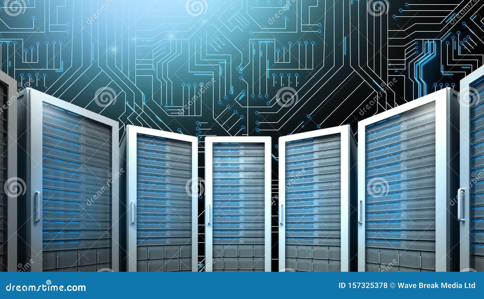 Computer Servers on Circuit Board on Dark Blue Background Stock Footage ...