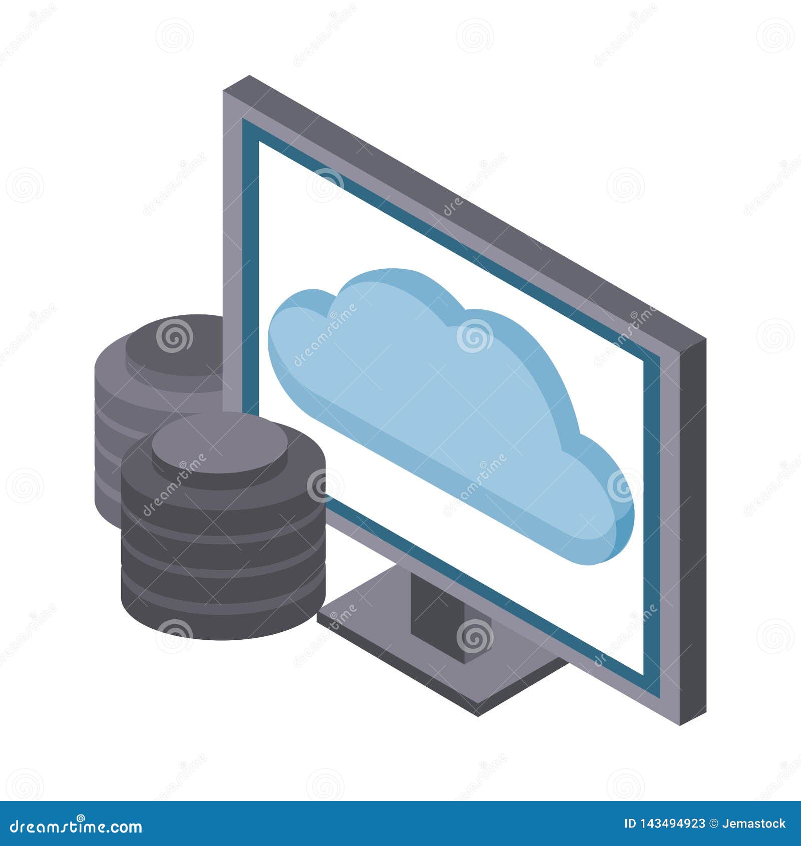 Computer with Servers and Cloud Stock Vector - Illustration of servers ...