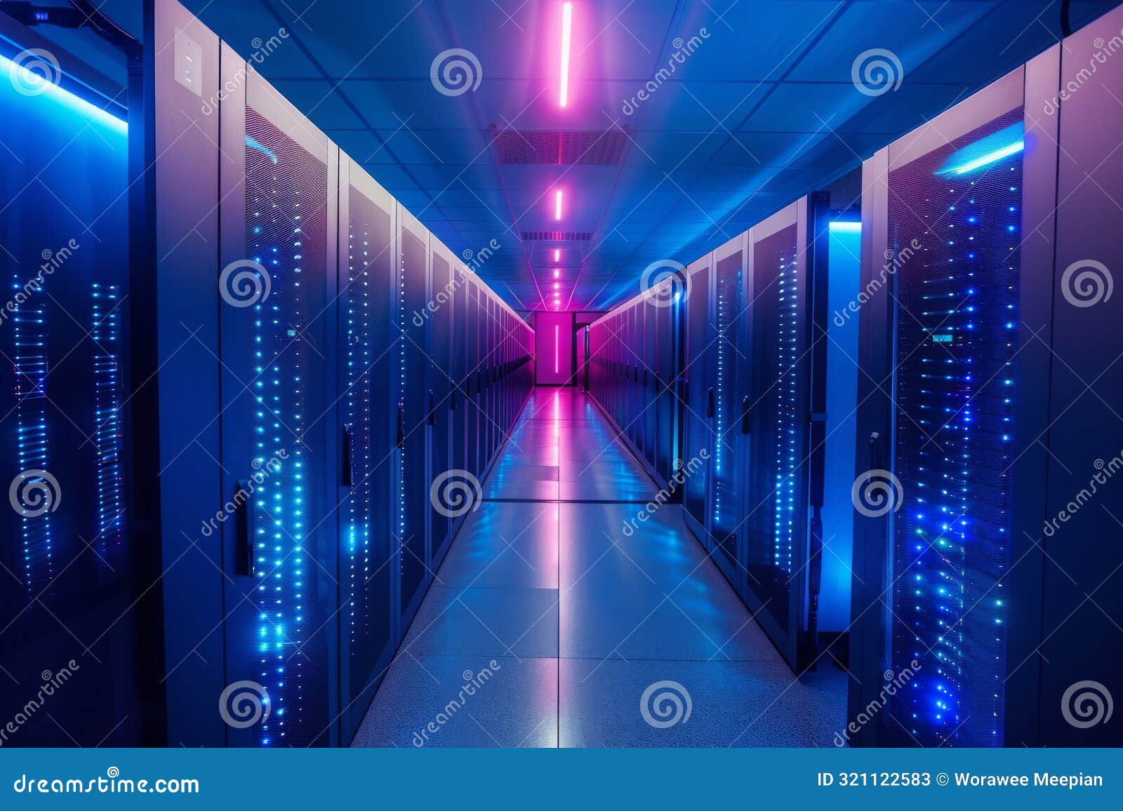 Computer Servers Room at Data Center. Concept of Technology and ...