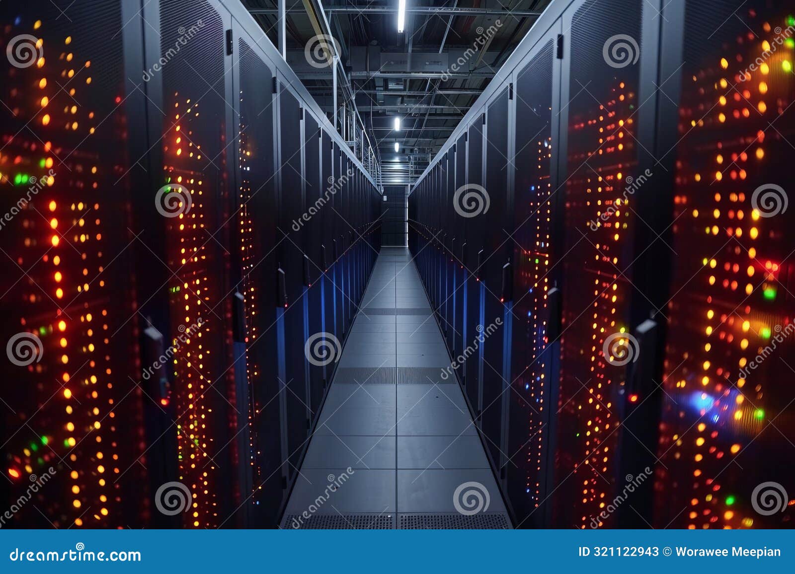 Computer Servers Room at Data Center. Concept of Technology and ...