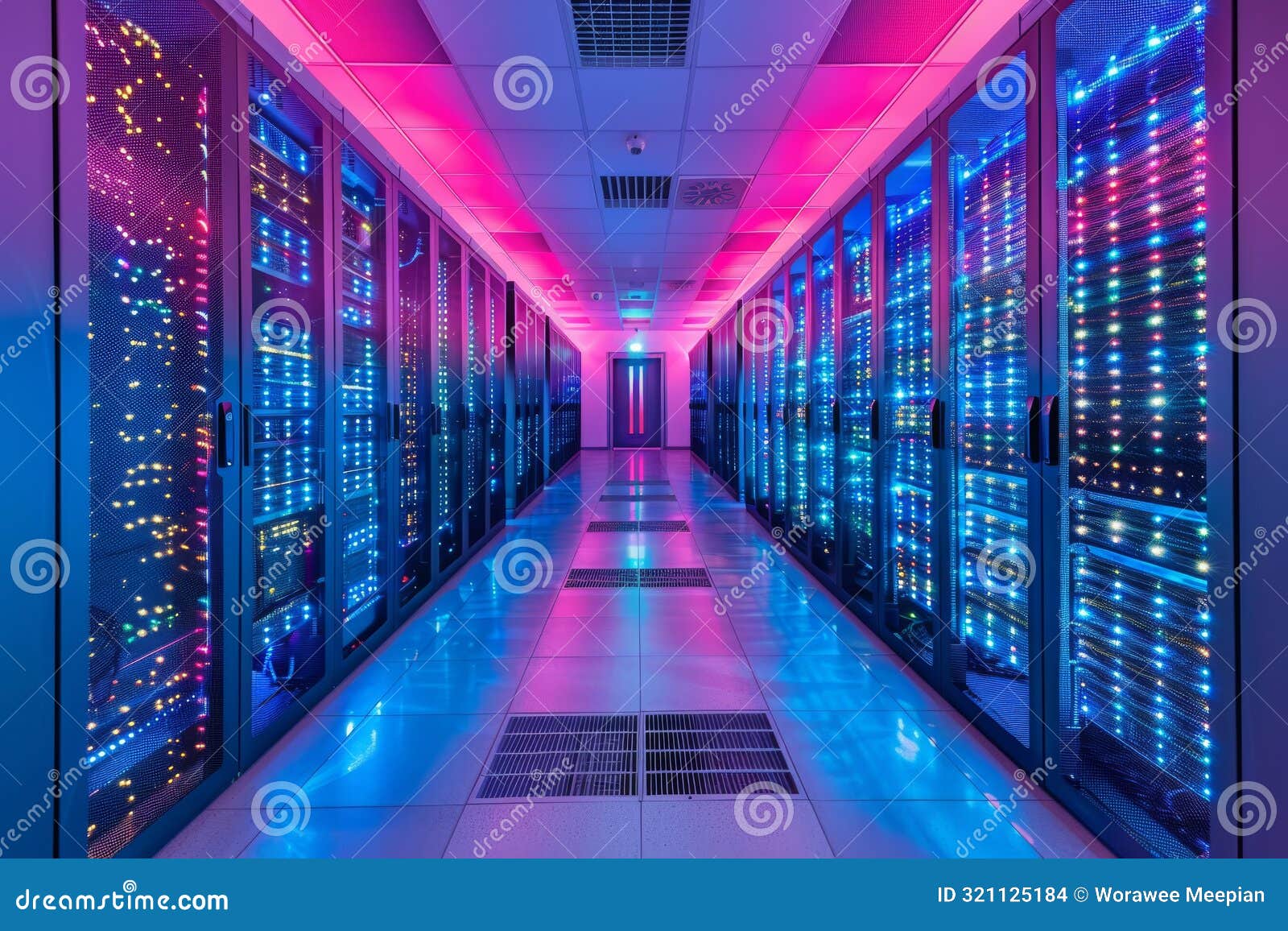 Computer Servers Room at Data Center. Concept of Technology and ...