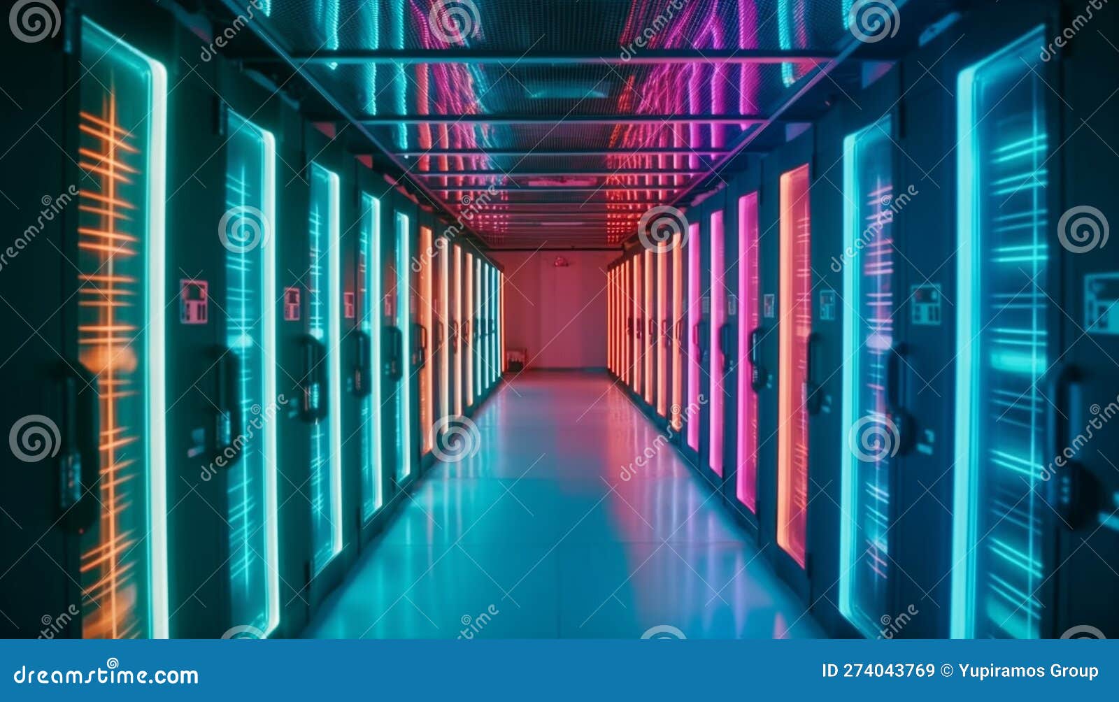 Computer Servers in a Row for Network Generated by AI Stock Image ...