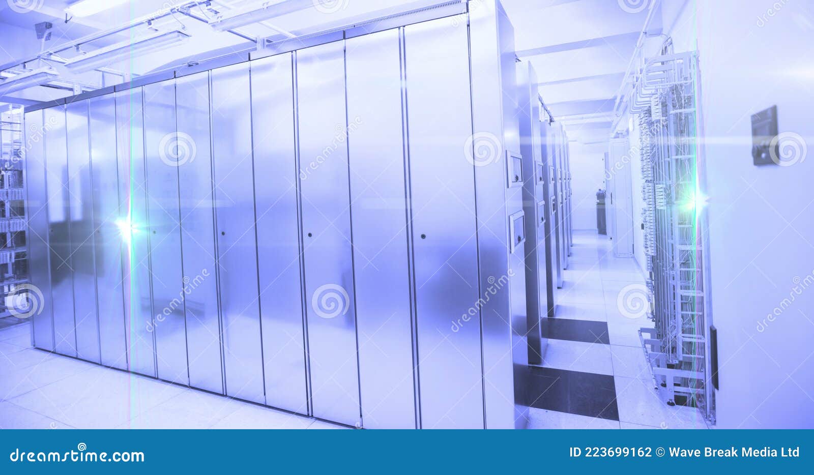 Computer Servers in a Server Room with Glowing Lights Stock ...