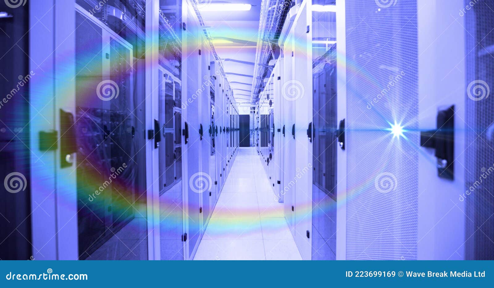 Computer Servers in a Server Room with Glowing Lights Stock Image ...