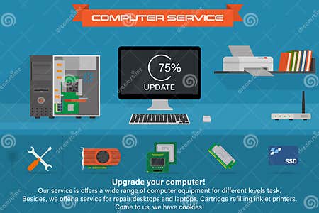Computer Service Banner. Running the Process of Updating. Desktop ...