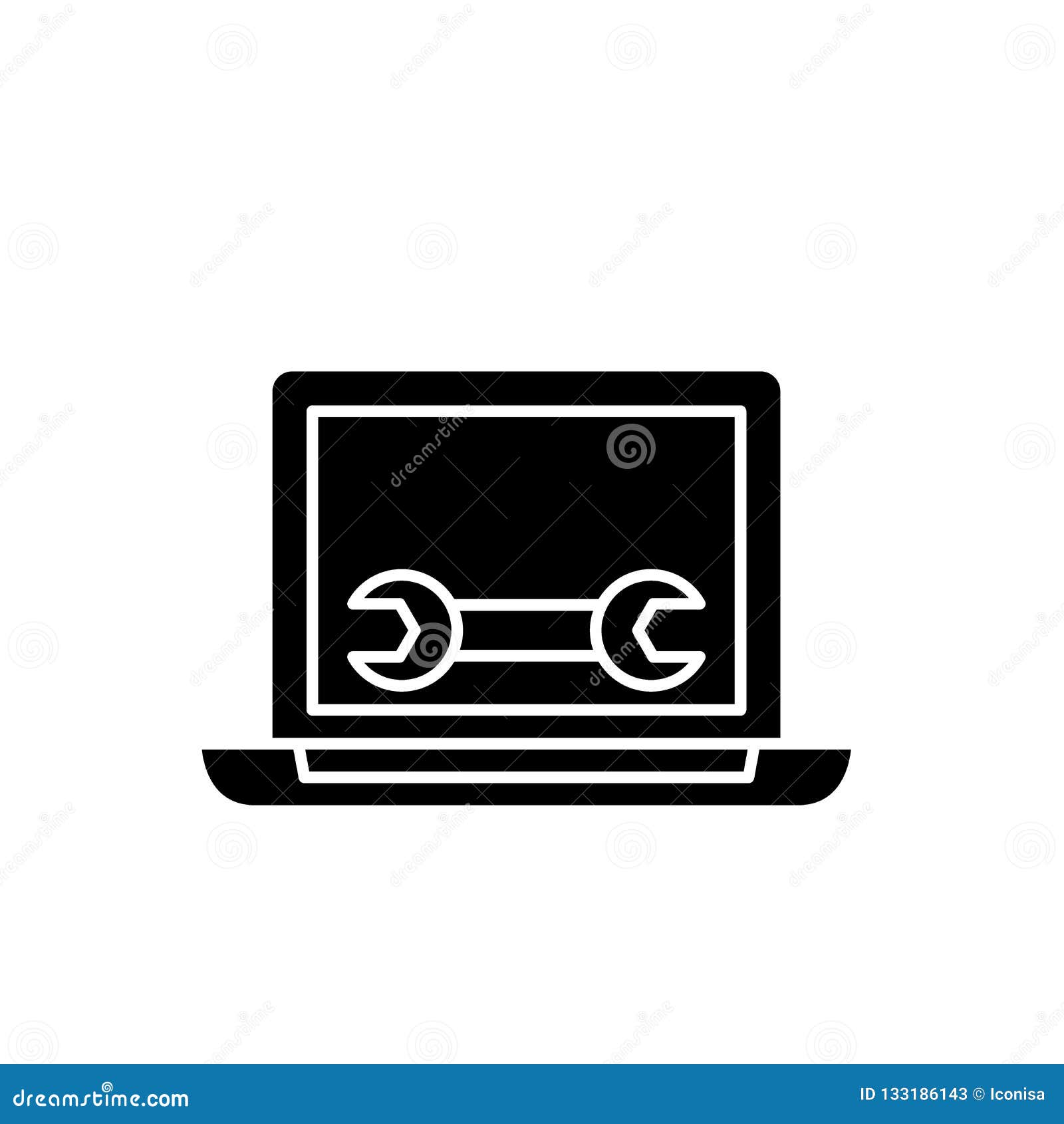 Computer Service Black Icon, Vector Sign on Isolated Background ...