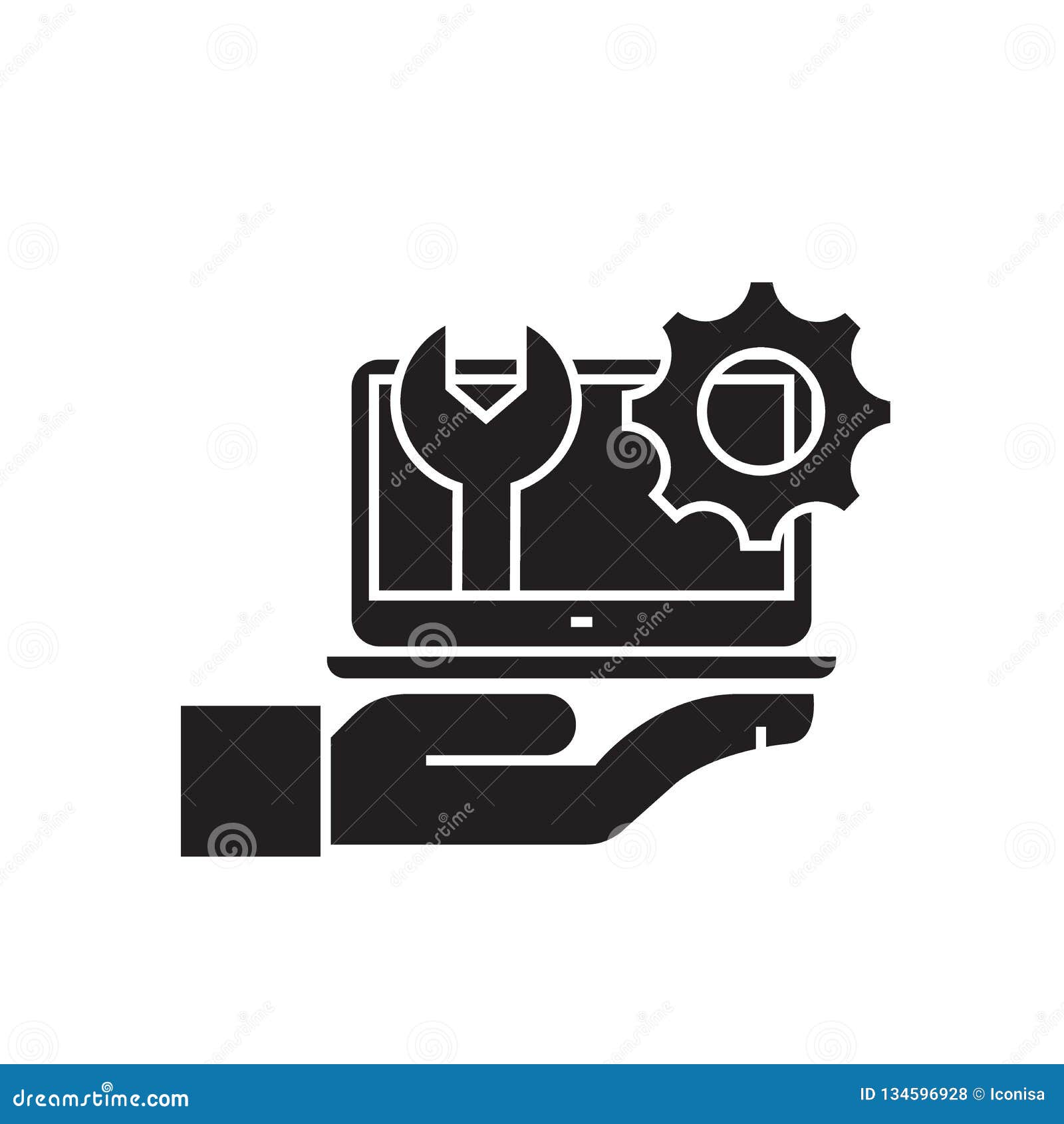 Computer Service Black Vector Concept Icon. Computer Service Flat ...