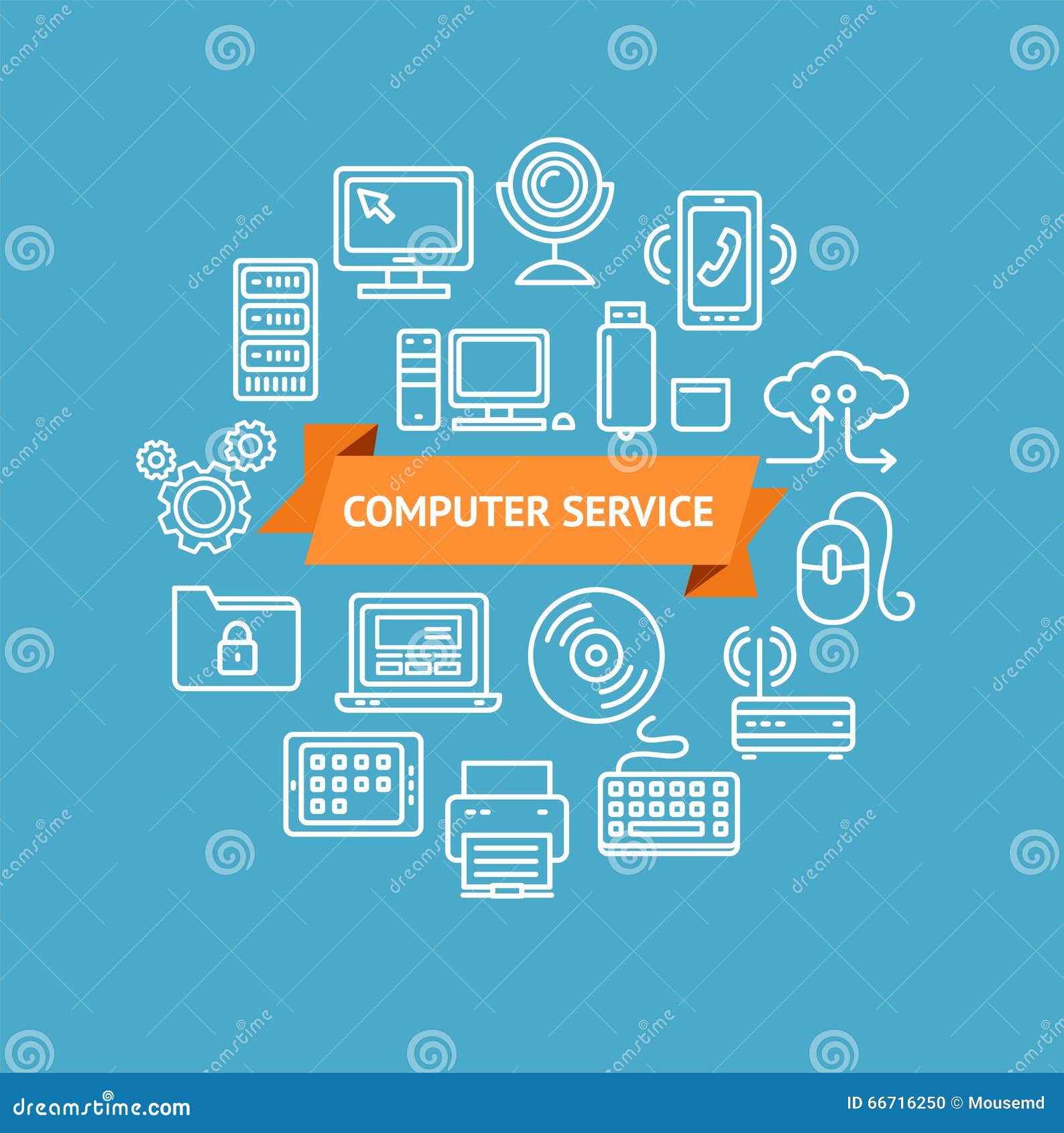 Computer Service Concept. Vector Stock Vector - Illustration of device ...