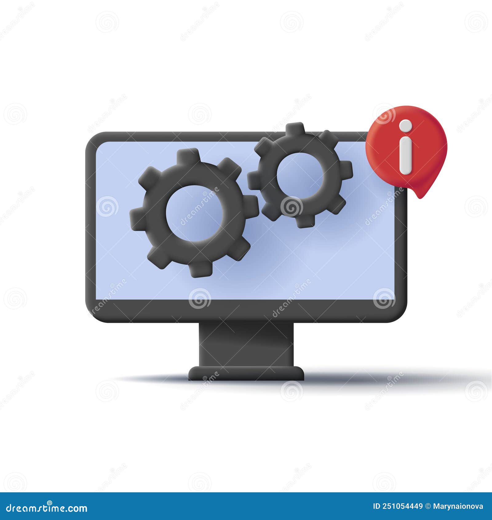 Computer Service 3d Icon with Gears and Info Icon Stock Vector ...