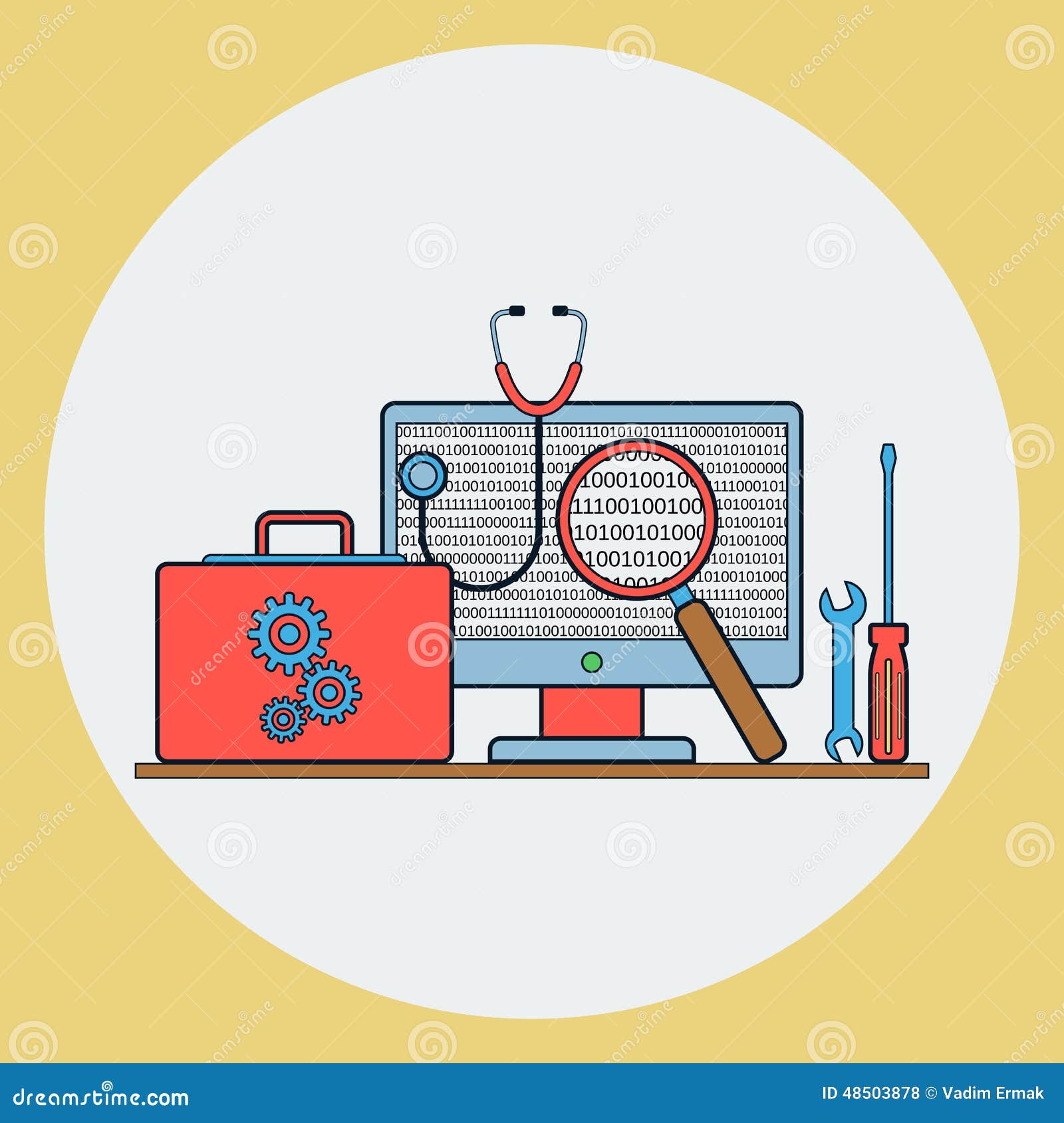 Computer Service Flat Vector Concept Stock Vector - Illustration of ...