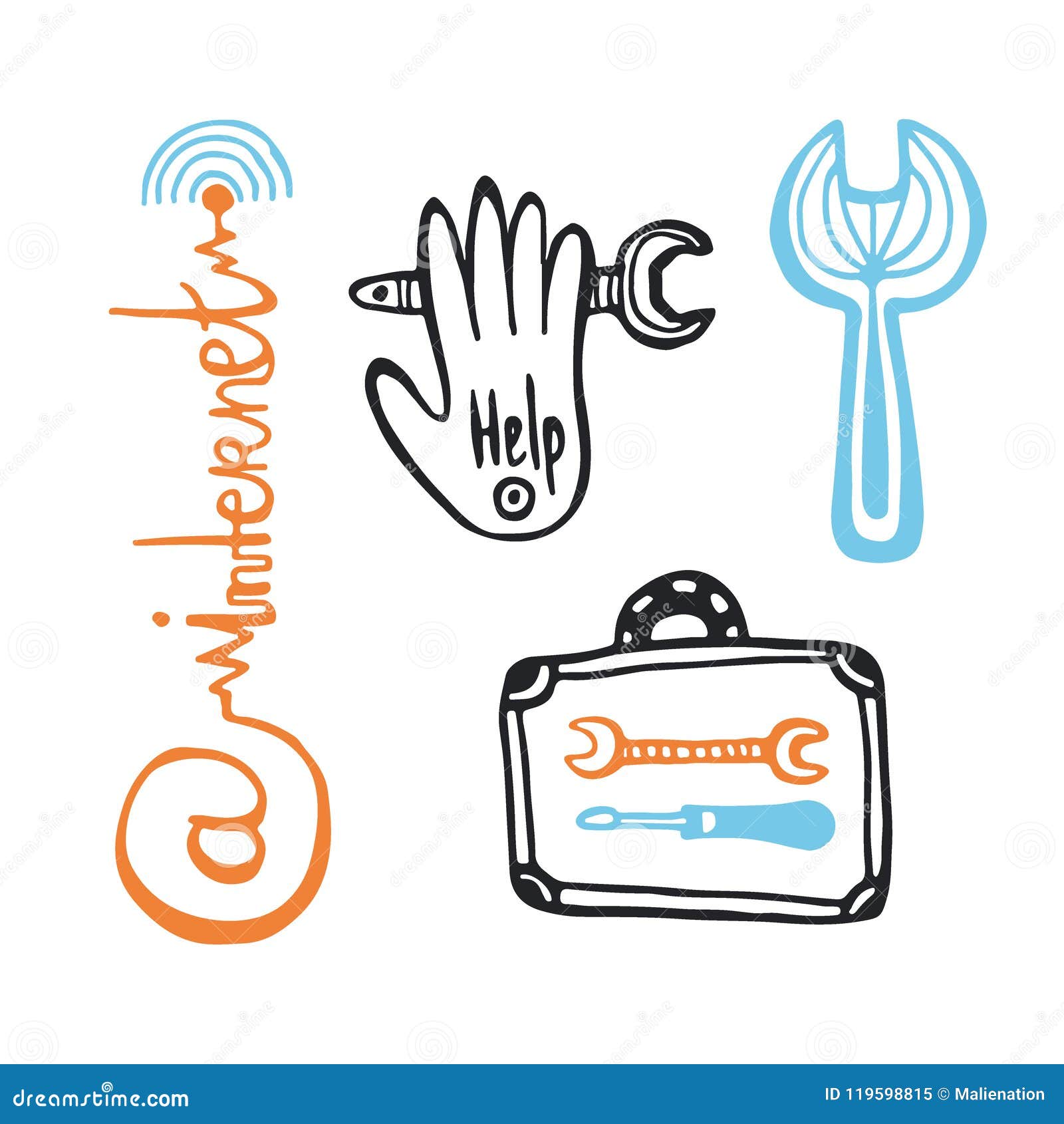 Computer Service Icons. Repair Center Vector Illustration. Stock Vector ...