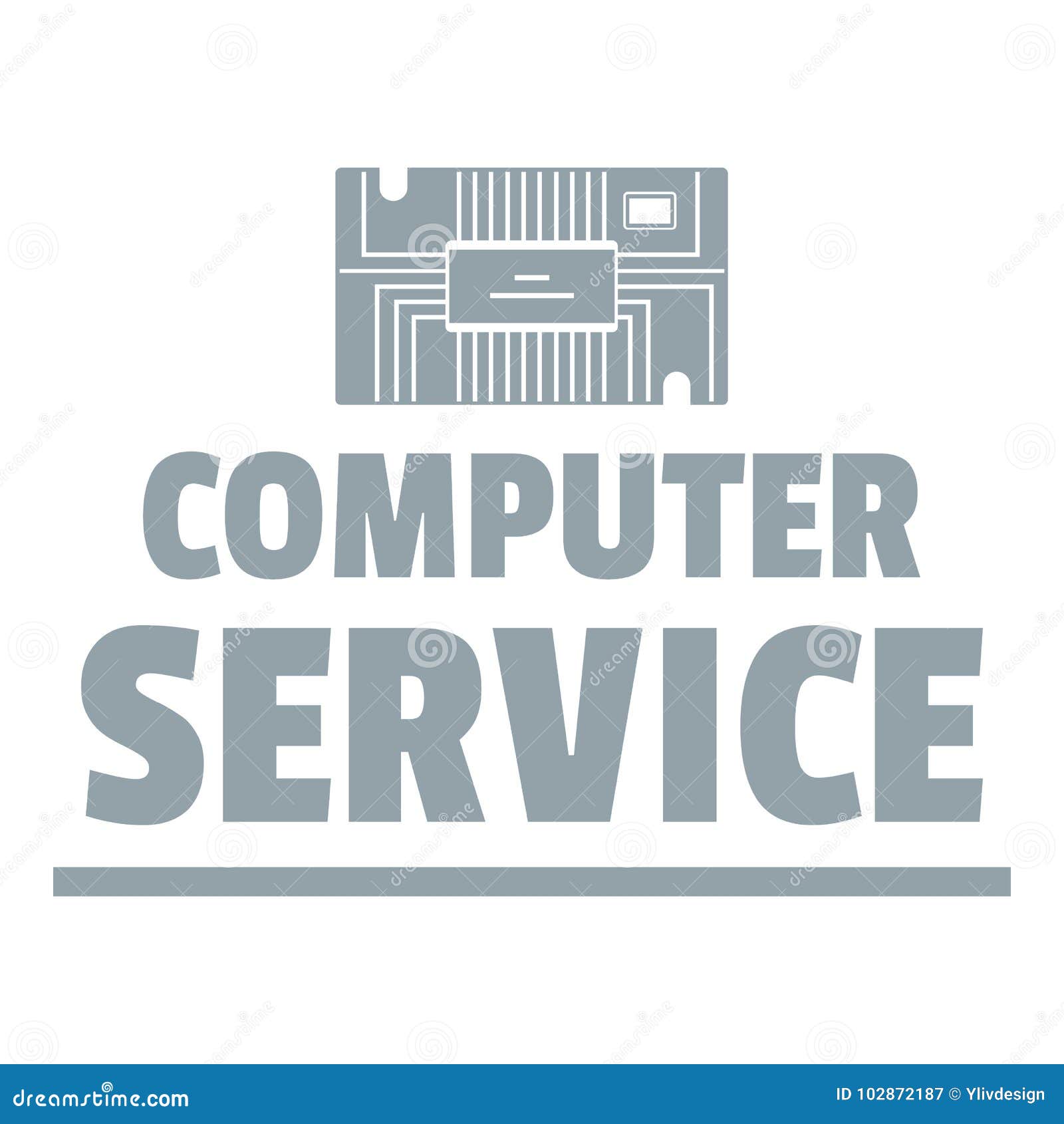 Computer Service Logo, Simple Gray Style Stock Vector - Illustration of ...