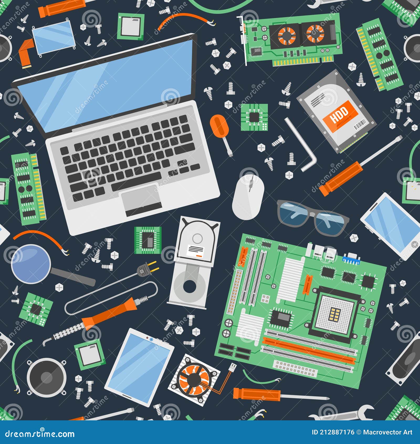 Computer Service Pattern stock vector. Illustration of cooler - 212887176