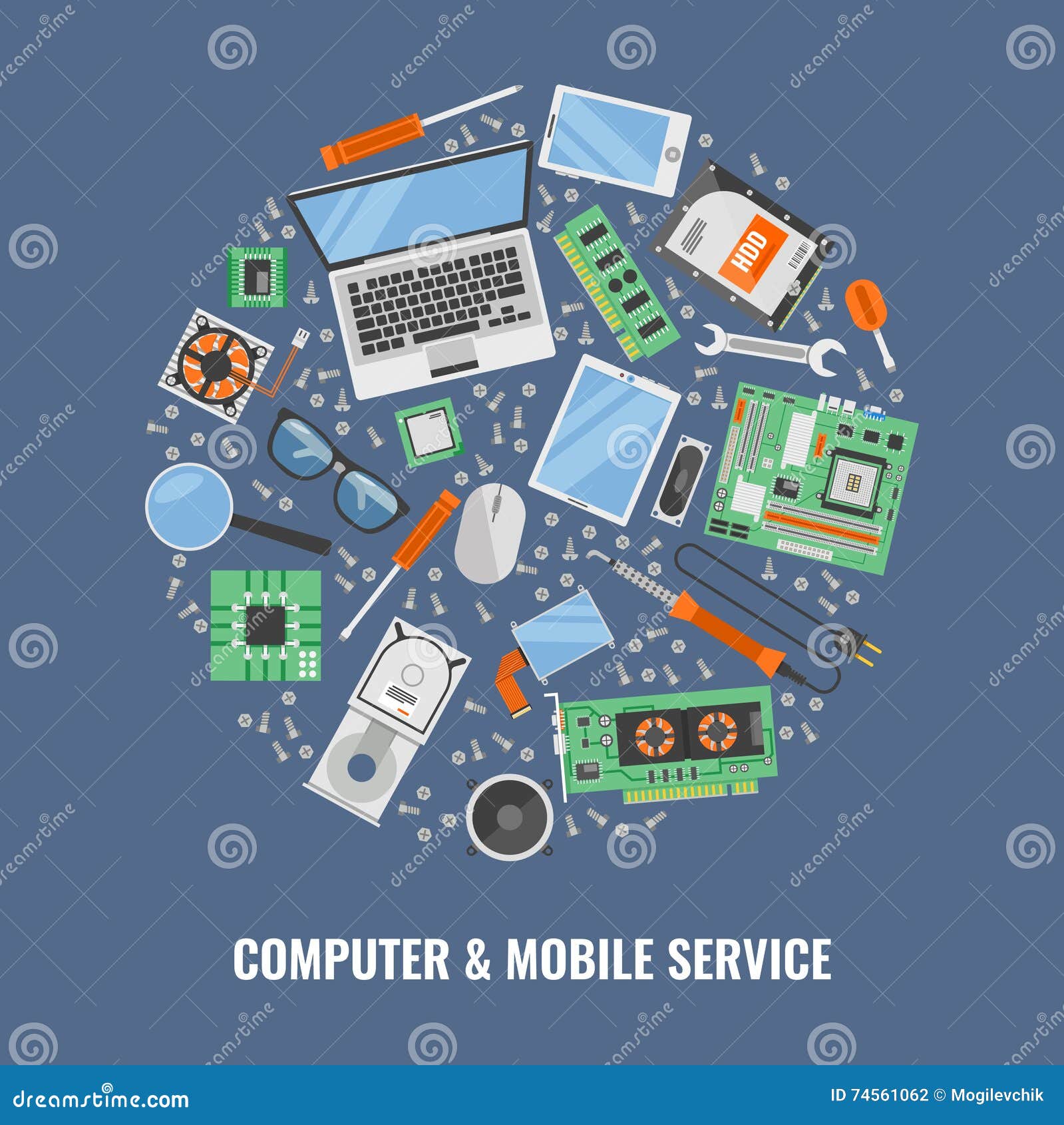 Computer Service Round Composition Stock Vector - Illustration of ...