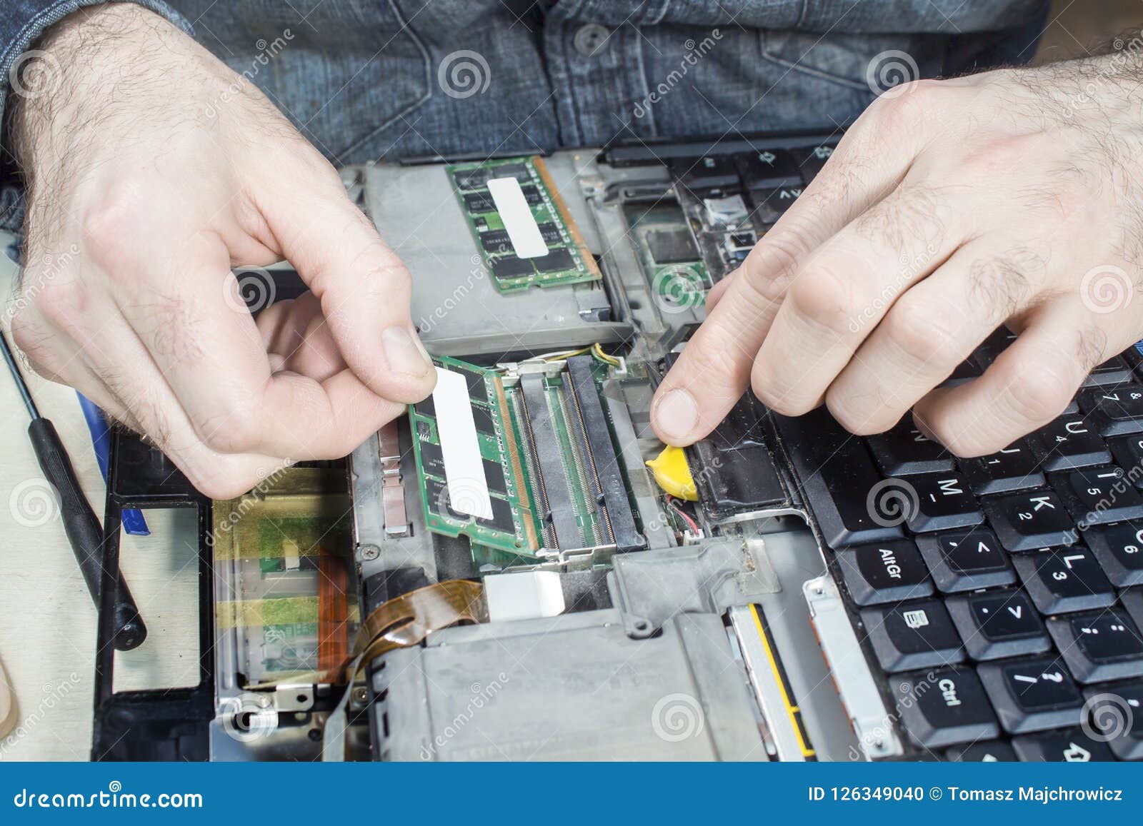 Computer Service`s Hand Extracts Internal Memory from the Inside of the ...