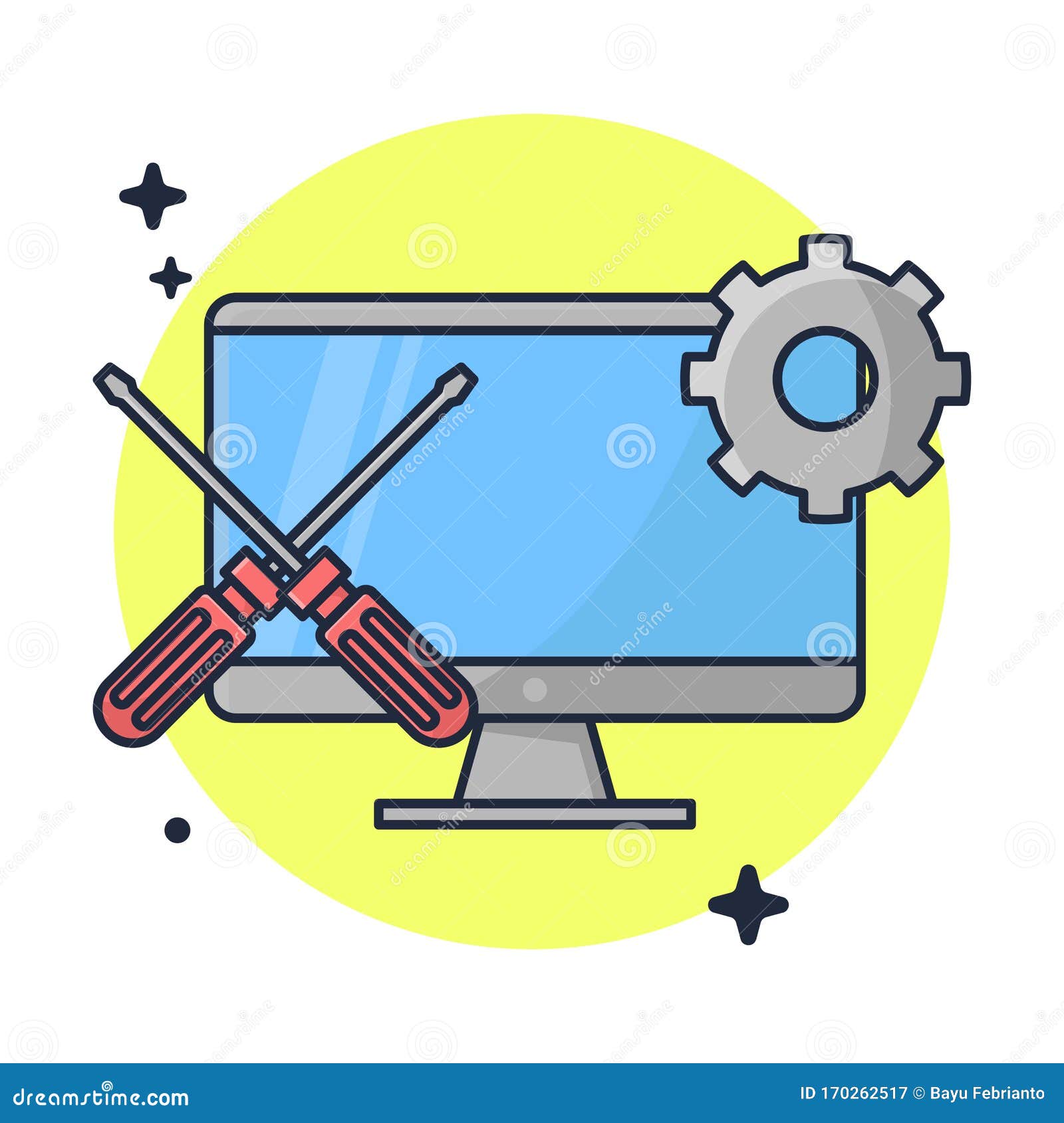 Computer Service a Technician Vector Illustration Stock Vector ...