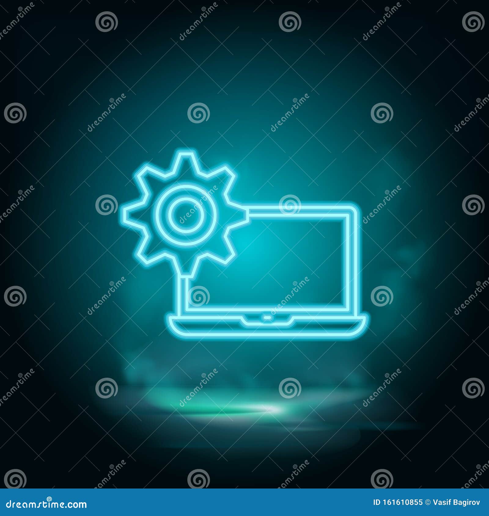 Computer , Service Vector Blue Neon Icon Stock Illustration ...