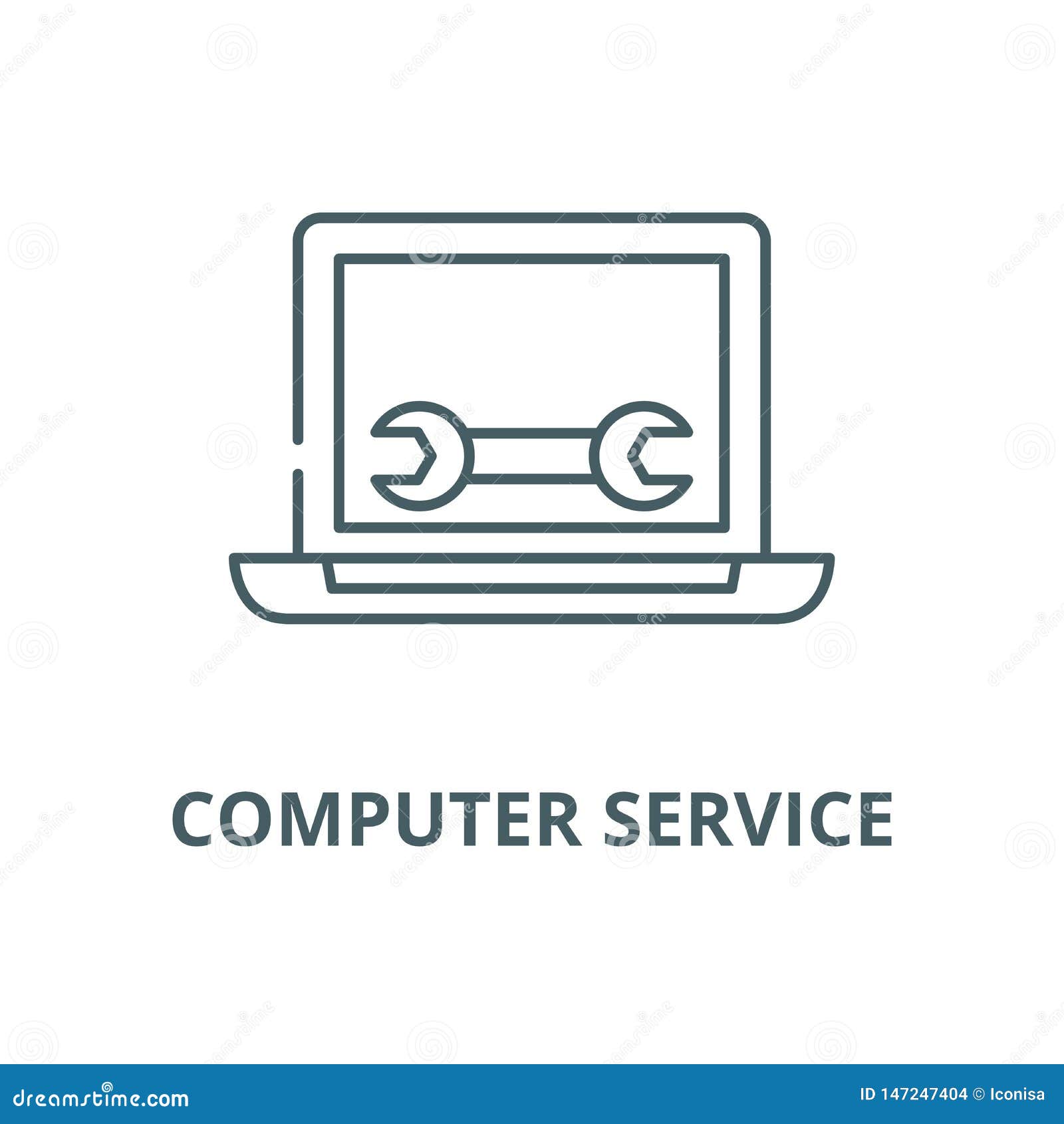 Computer Service Vector Line Icon, Linear Concept, Outline Sign, Symbol ...