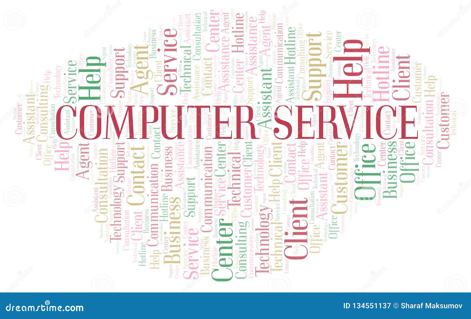 Computer Service Word Cloud Stock Illustration - Illustration of font ...