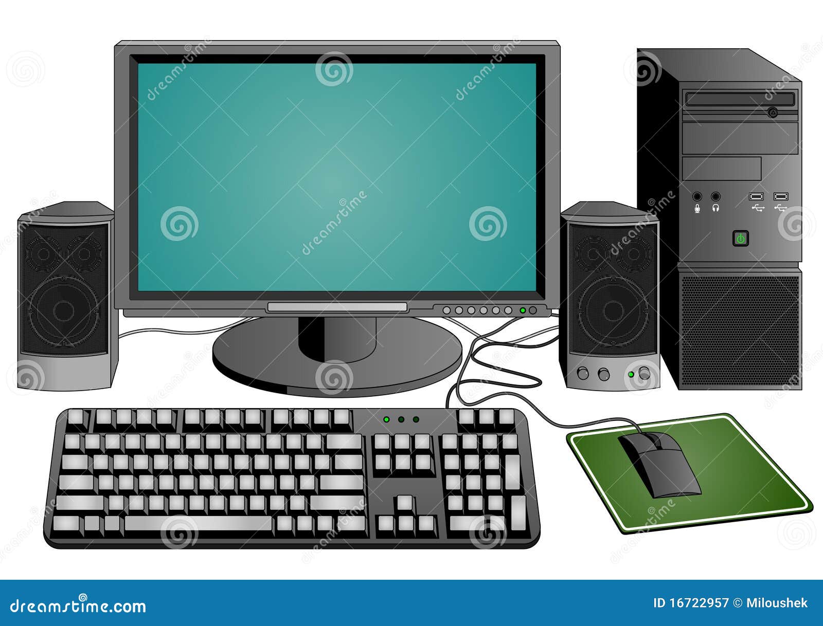 Computer set stock vector. Illustration of hardware, realistic - 16722957