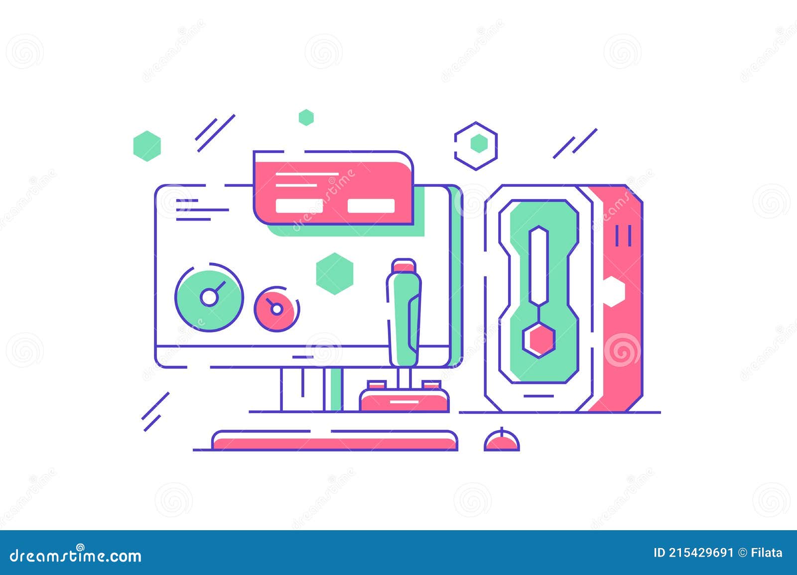 PC Gaming Components Cartoon Vector | CartoonDealer.com #200395257