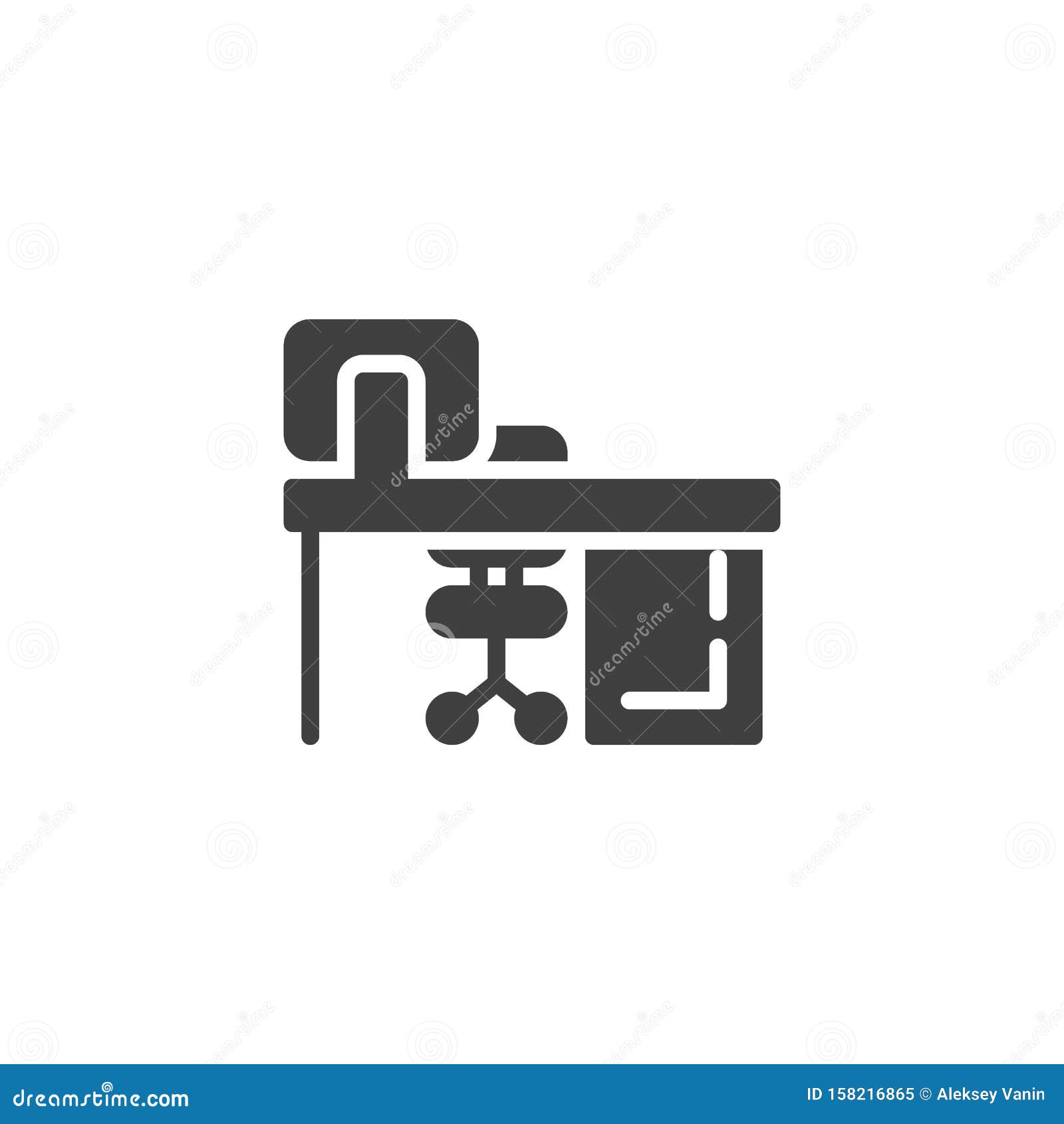 Computer Set with Table and Chair Vector Icon Stock Vector ...