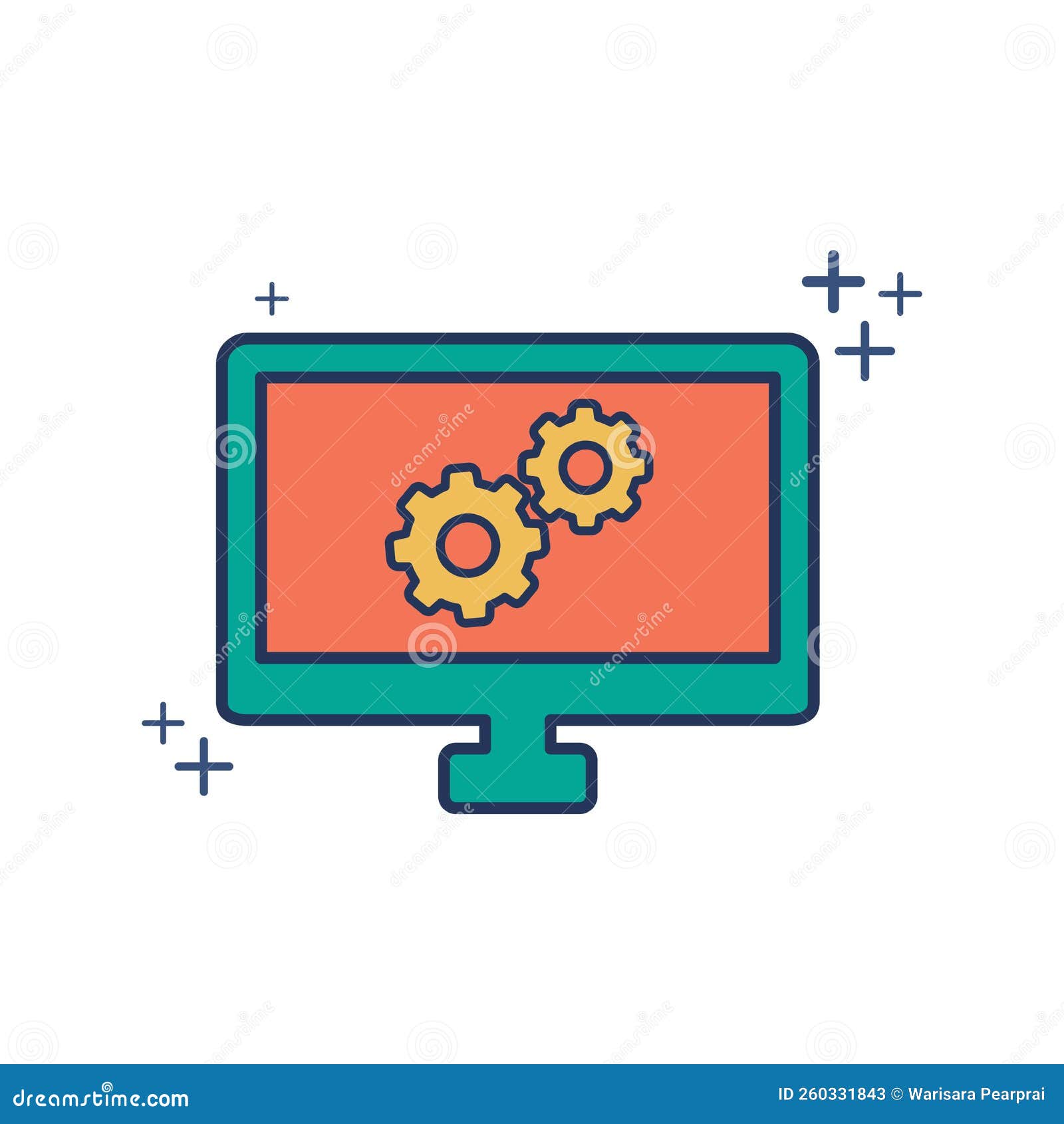 Computer Setting Process Icon Vector Or Flat Pc Fixing Revamp And ...