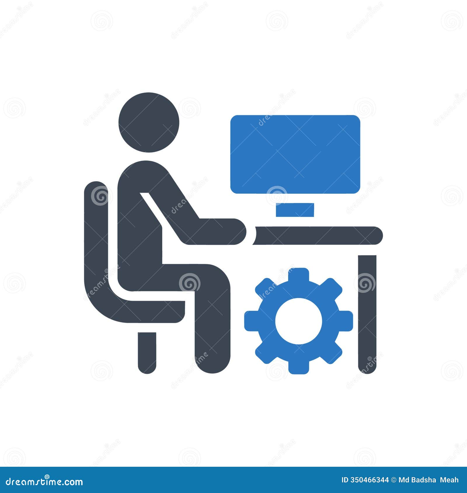 Computer Setting Icon stock vector. Illustration of gear - 350466344