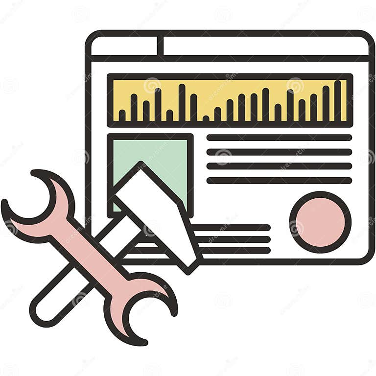 Computer Settings Configure Tool Icon Line Vector Stock Illustration - Illustration of website ...