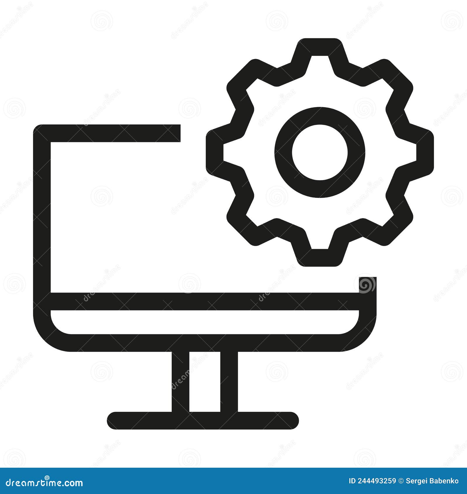 Computer Settings Icon in Outline Style on White Background. Stock ...