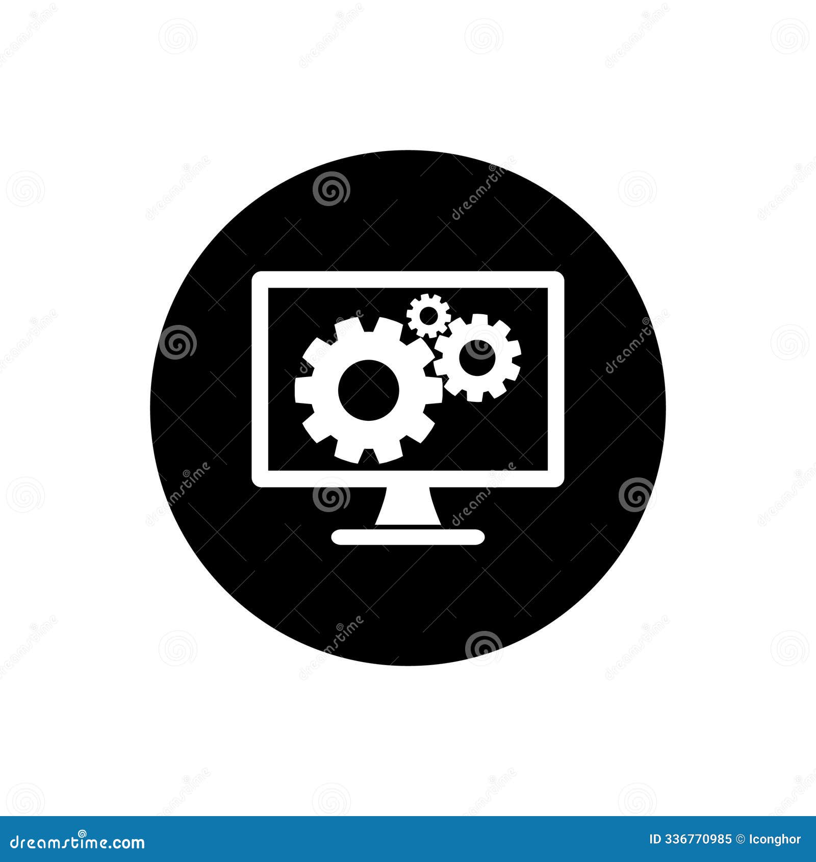 Computer Settings Icon. Rounded Button Style Vector Stock Illustration ...