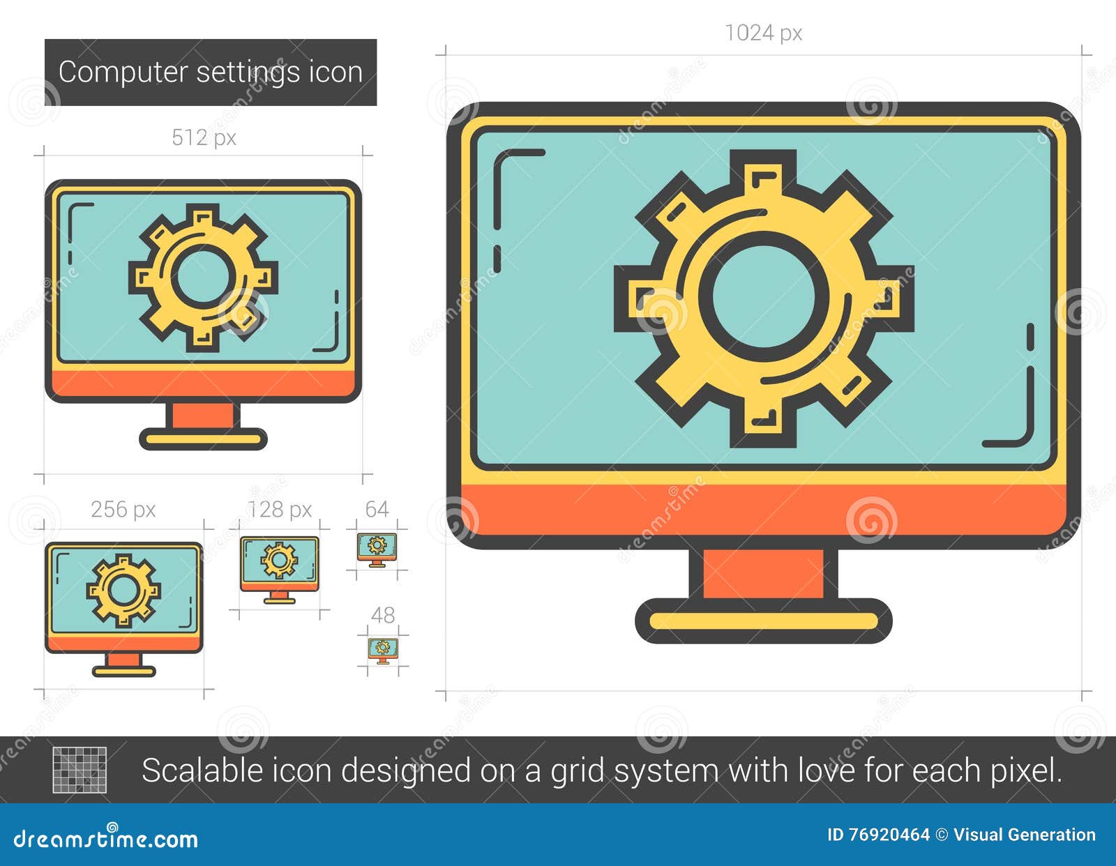 Computer Settings Icon. Gear Vector Simple Minimal 96x96 Pictogram ...