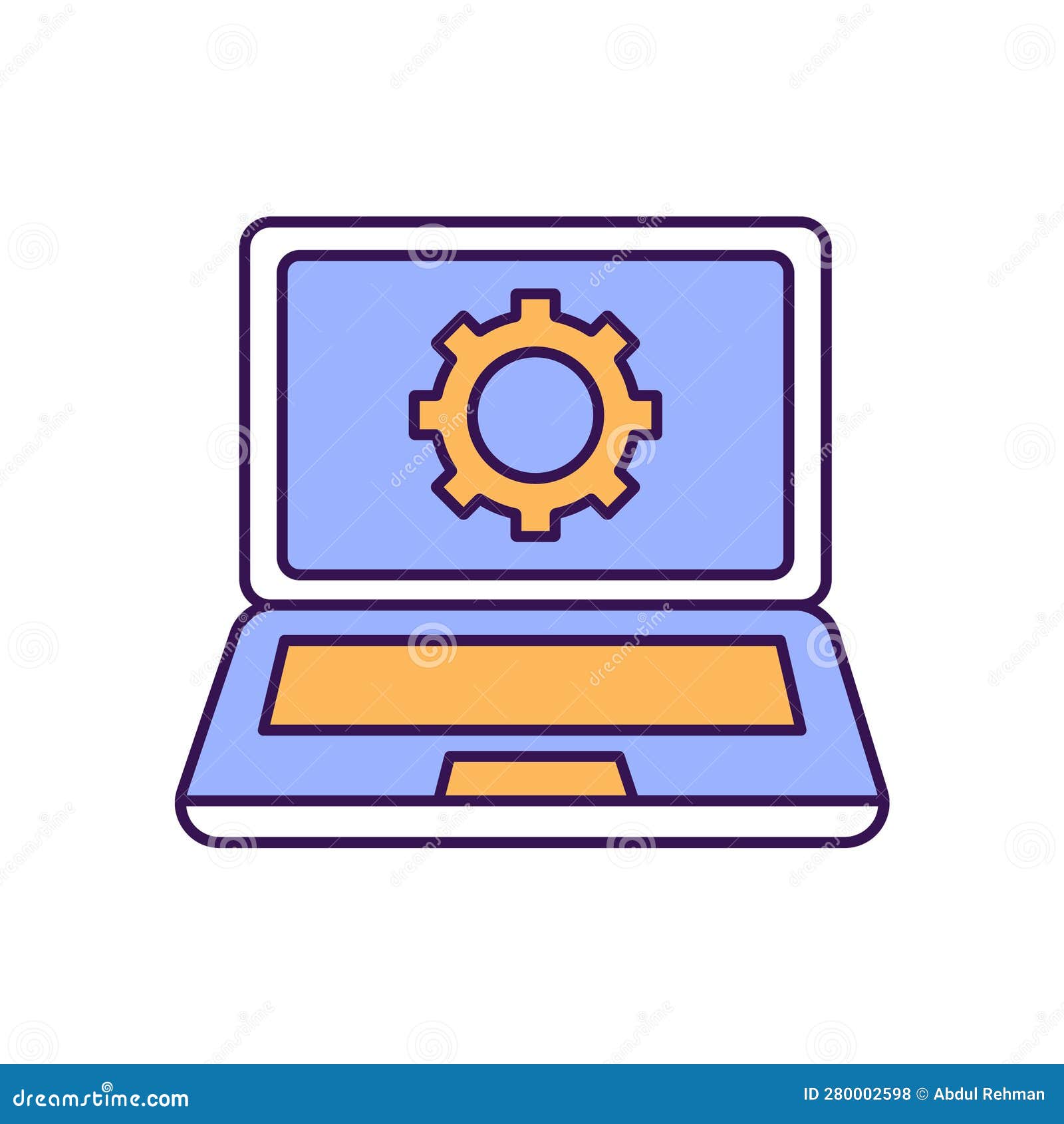 Computer Settings Outline with Colors Fill Vector Icon that Can Easily ...