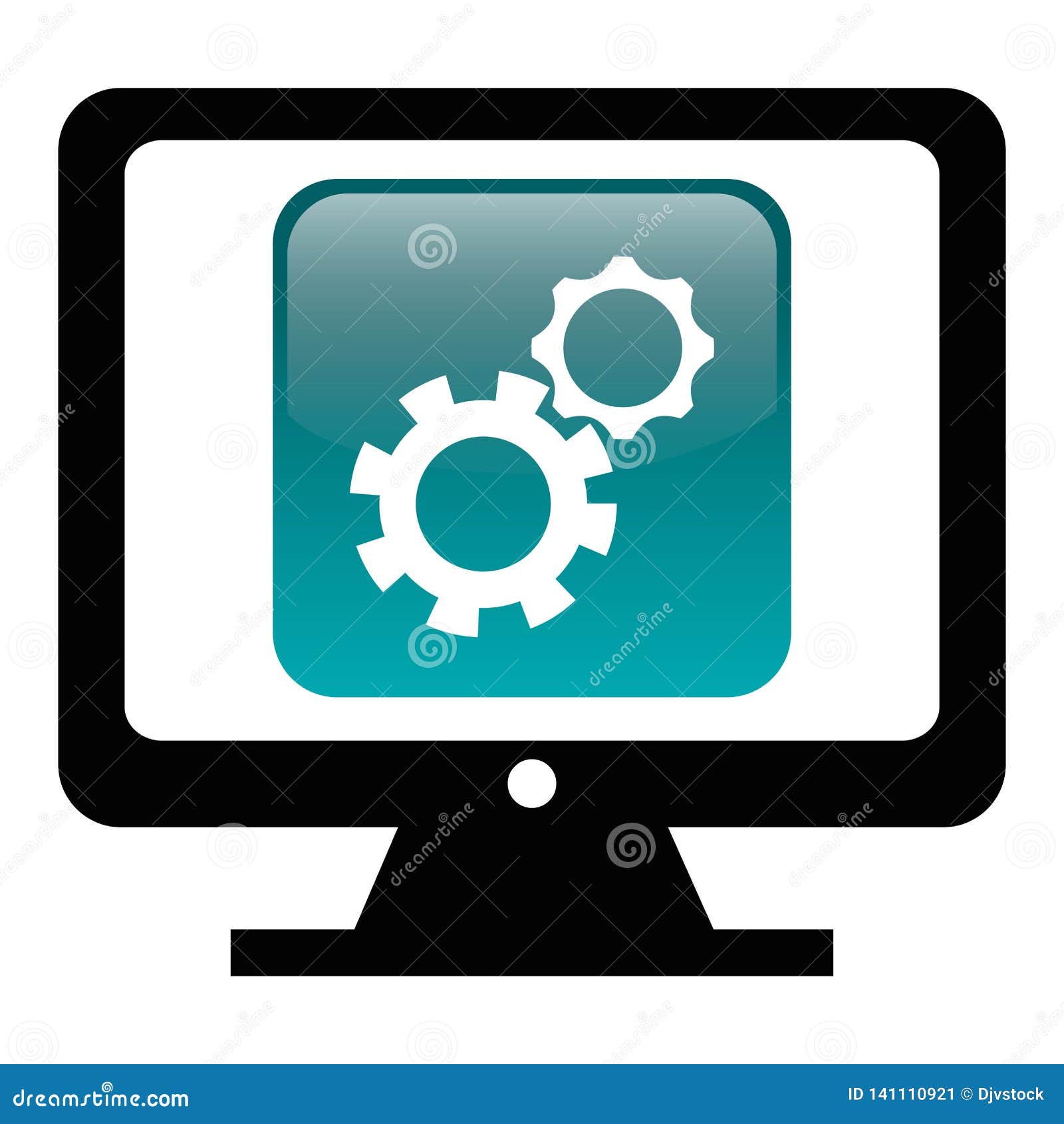 Computer with setup app stock vector. Illustration of multimedia ...