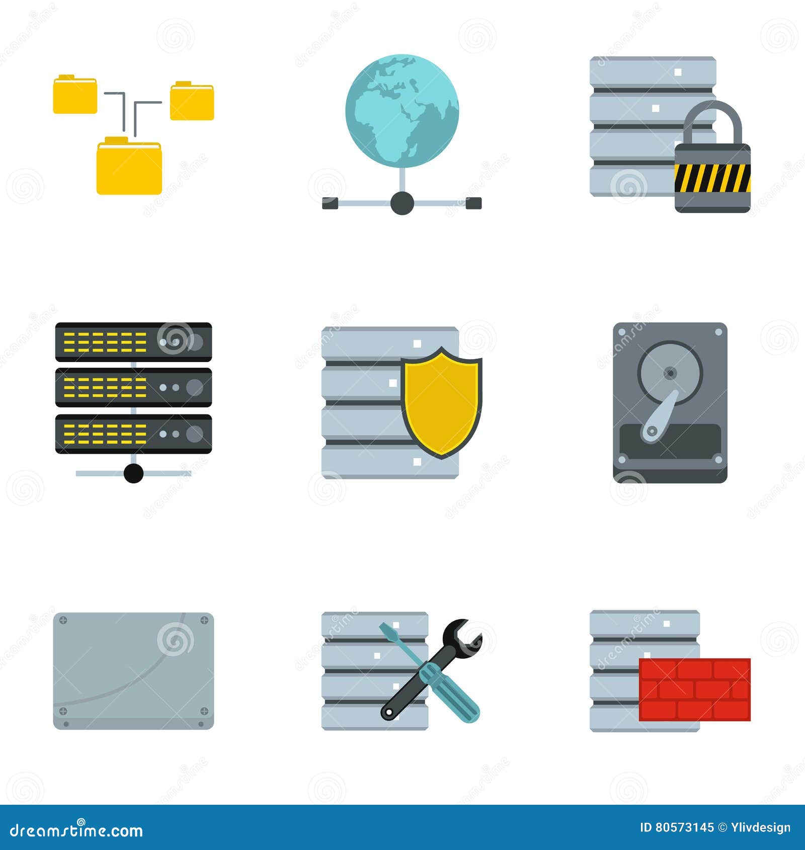 Computer Setup Icons Set, Flat Style Stock Vector - Illustration of ...