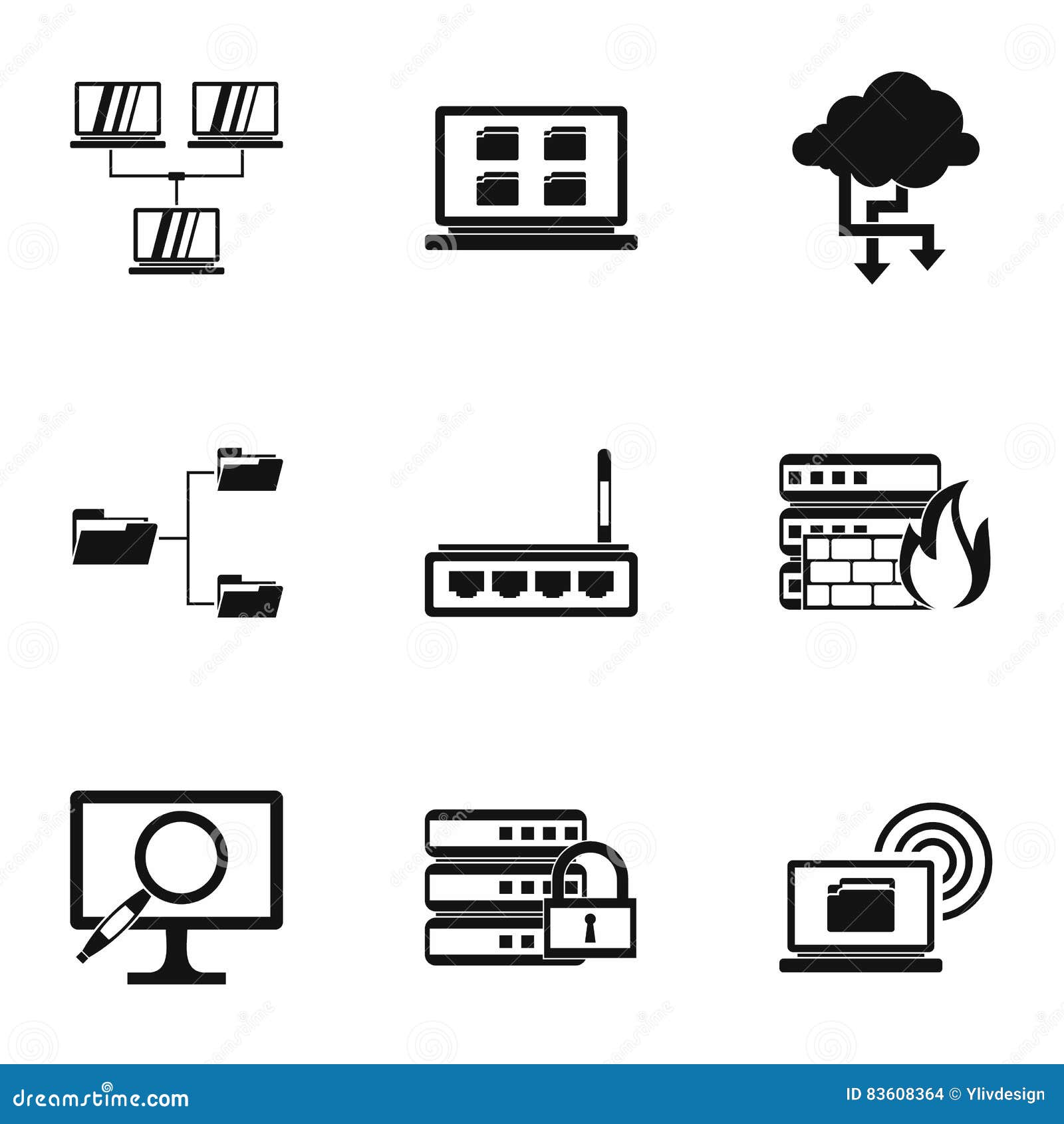 Computer Setup Icons Set, Simple Style Stock Vector - Illustration of ...
