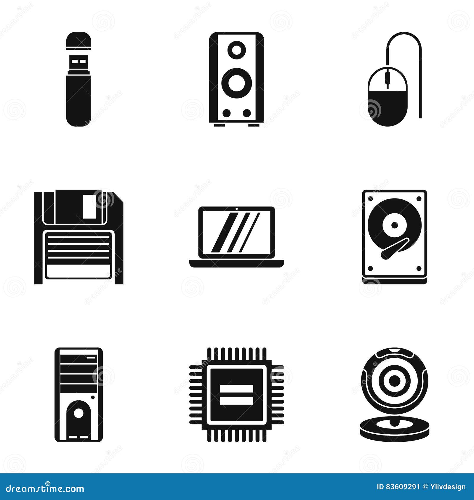 Computer Setup Icons Set, Simple Style Stock Vector - Illustration of ...