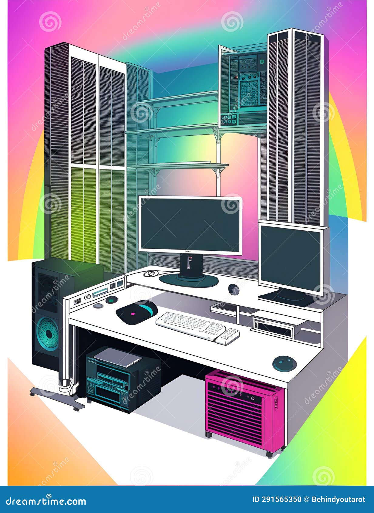 Computer Setup, Rainbow, Retro Cd Player, Rainbow-core, City Pop Stock ...