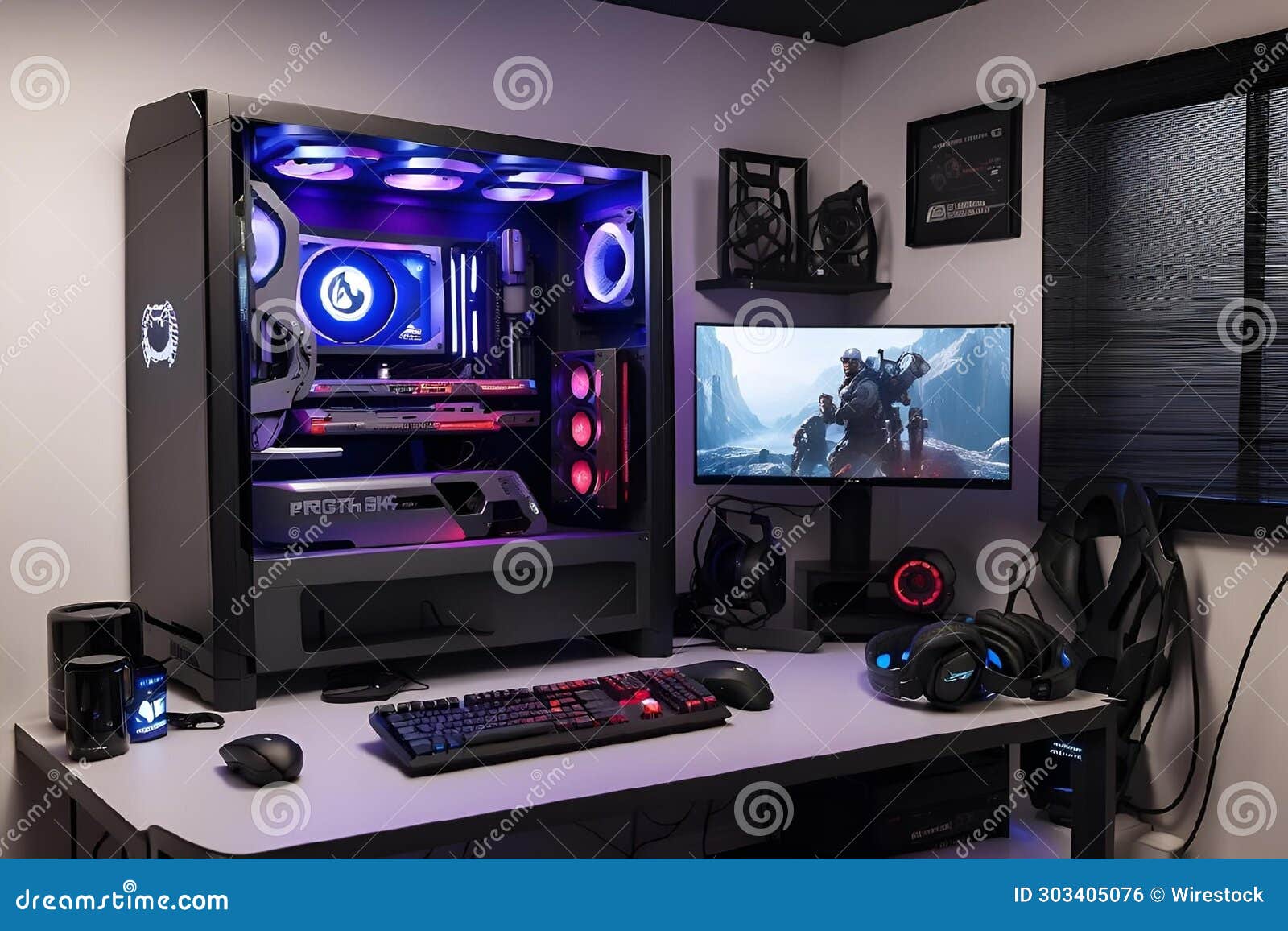 A Computer with Several Different Gaming Components on it S Side Stock ...