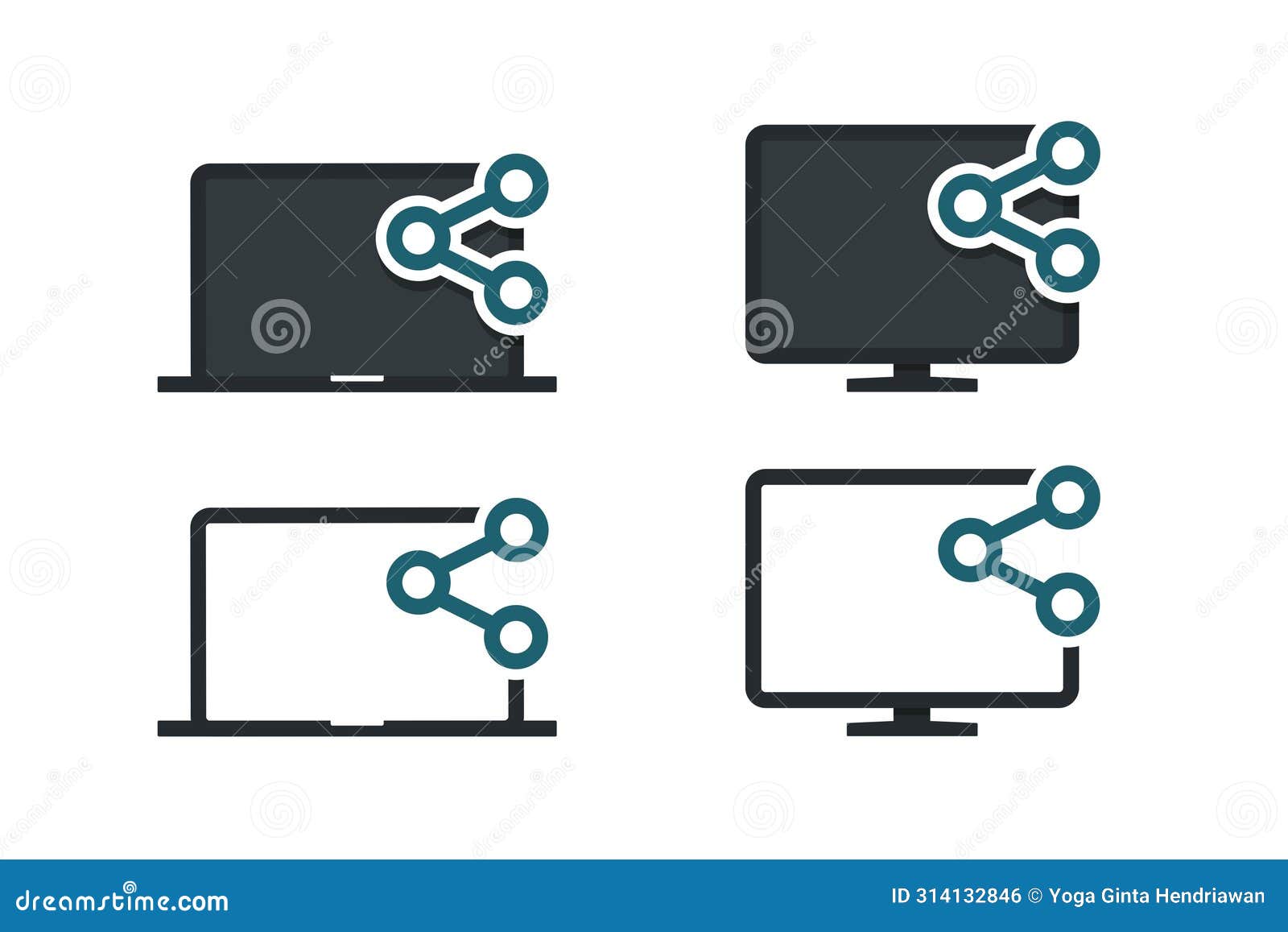 Computer Sharing Icon. Illustration Vector Stock Vector - Illustration ...