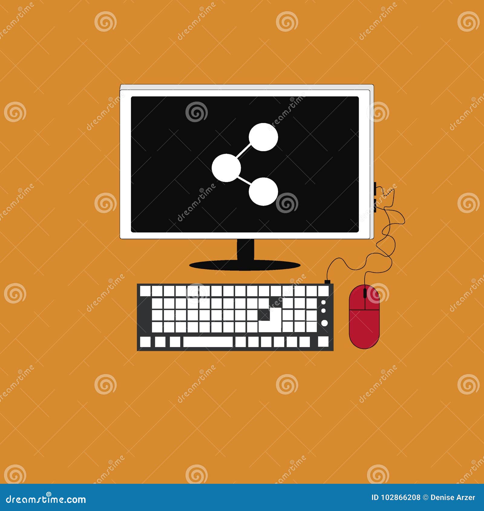 Computer with Symbol of Sharing. Stock Vector - Illustration of ...