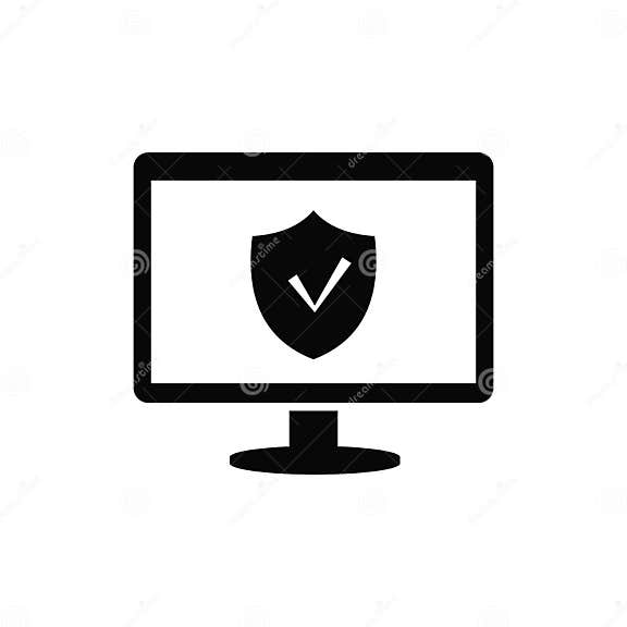 A Computer and a Shield with a Check Mark Icon on the Screen. the ...