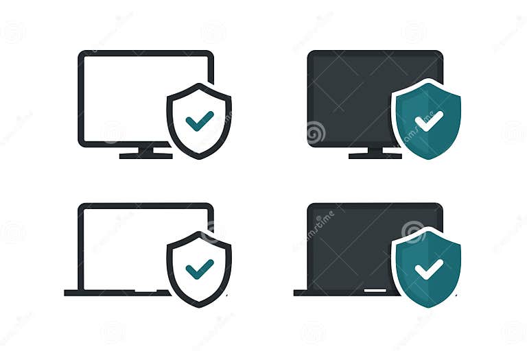 Computer with Shield Checklist. Illustration Vector Stock Vector - Illustration of data ...