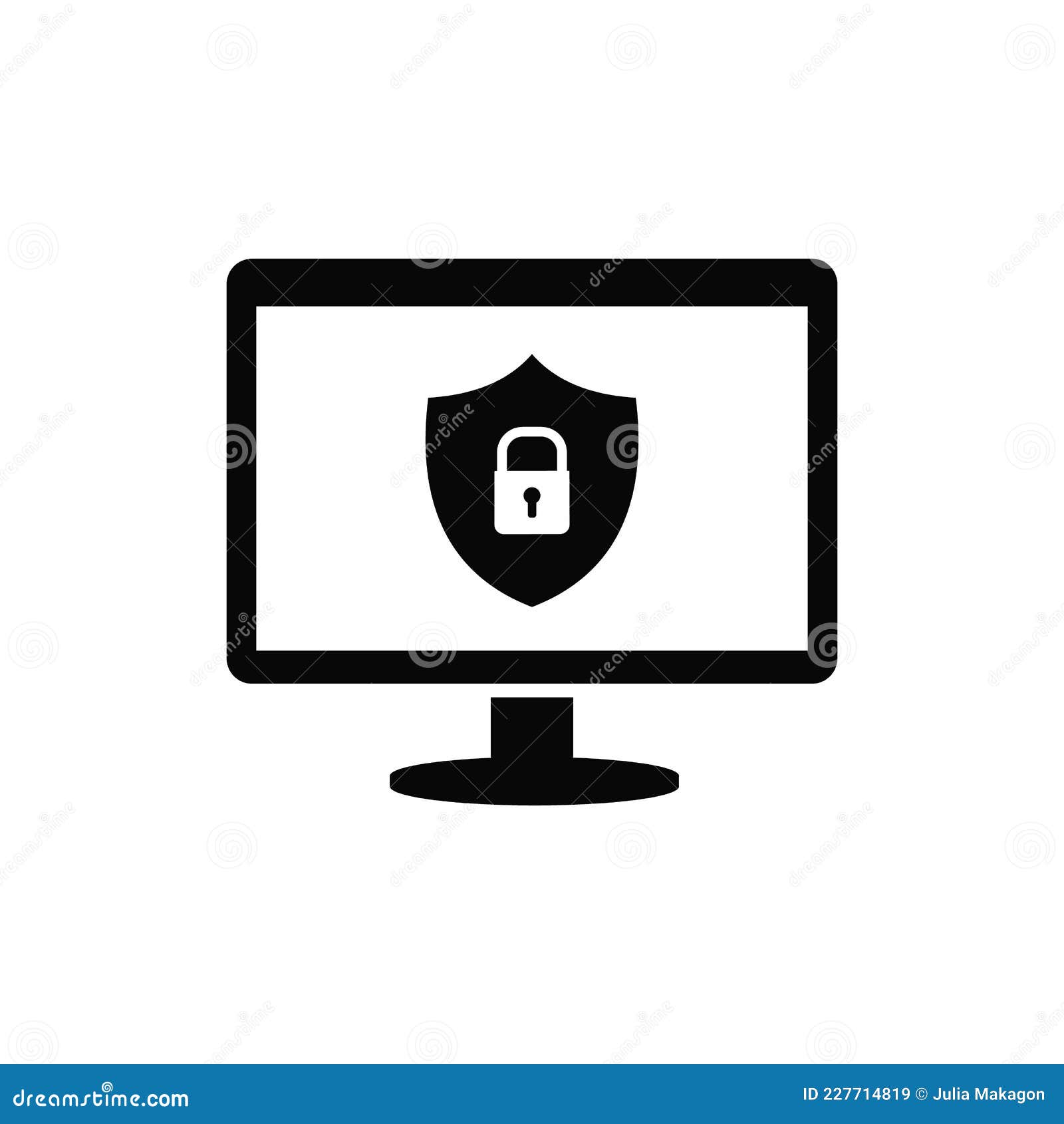 A Computer and a Shield with an Lock on the Screen. the Concept of the ...