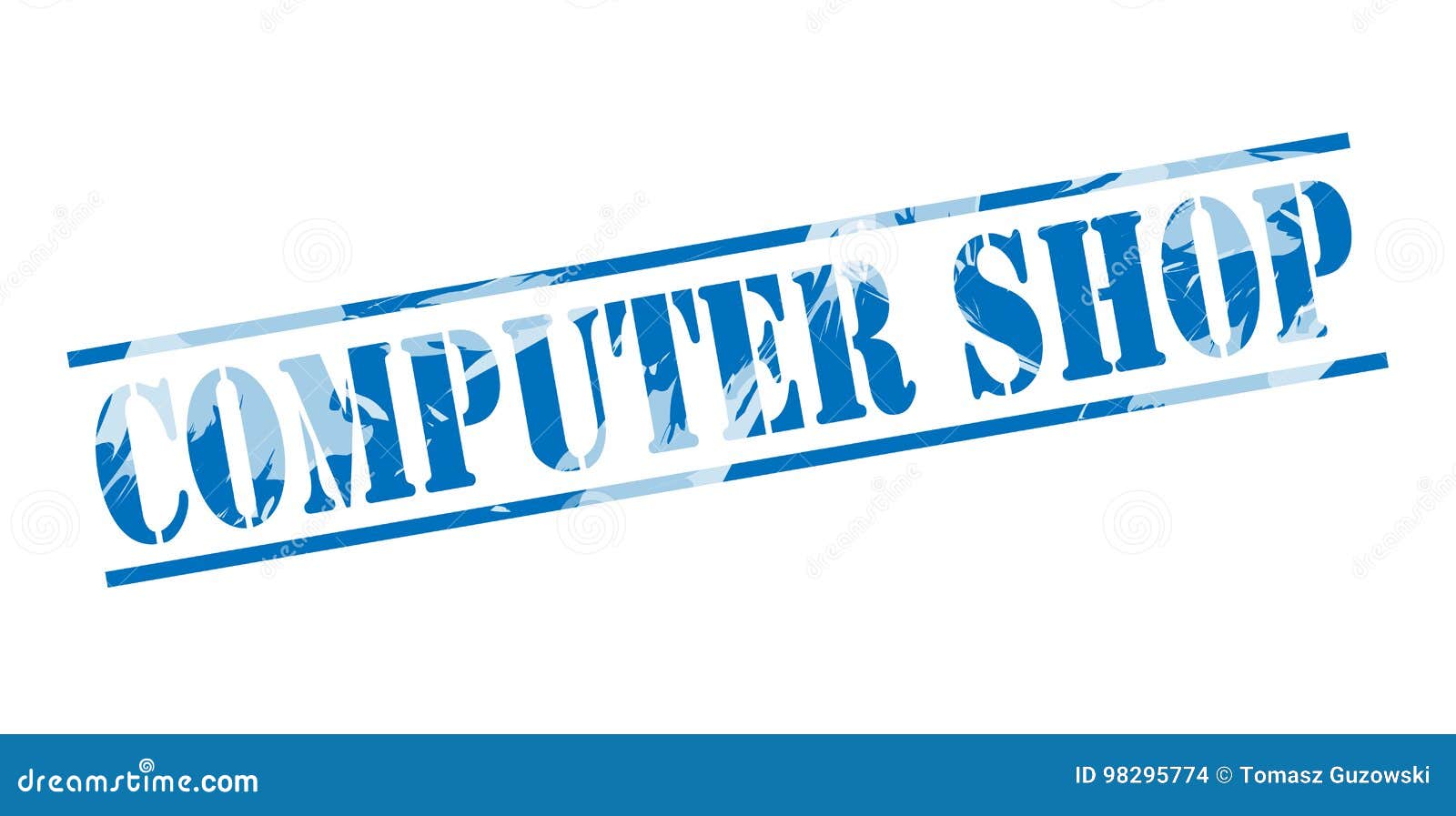 Computer shop blue stamp stock illustration. Illustration of sticker ...