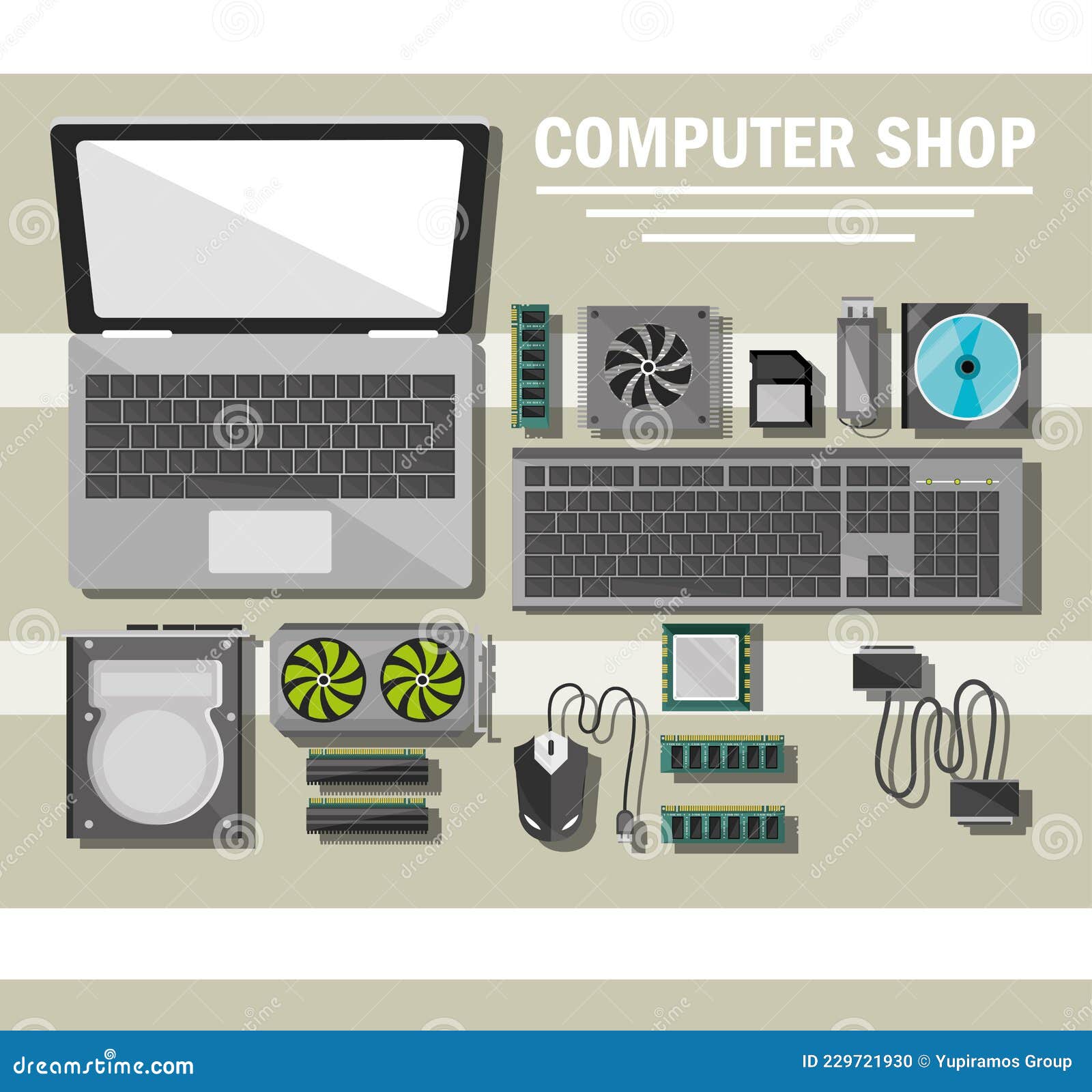 Computer shop poster stock vector. Illustration of purchase - 229721930