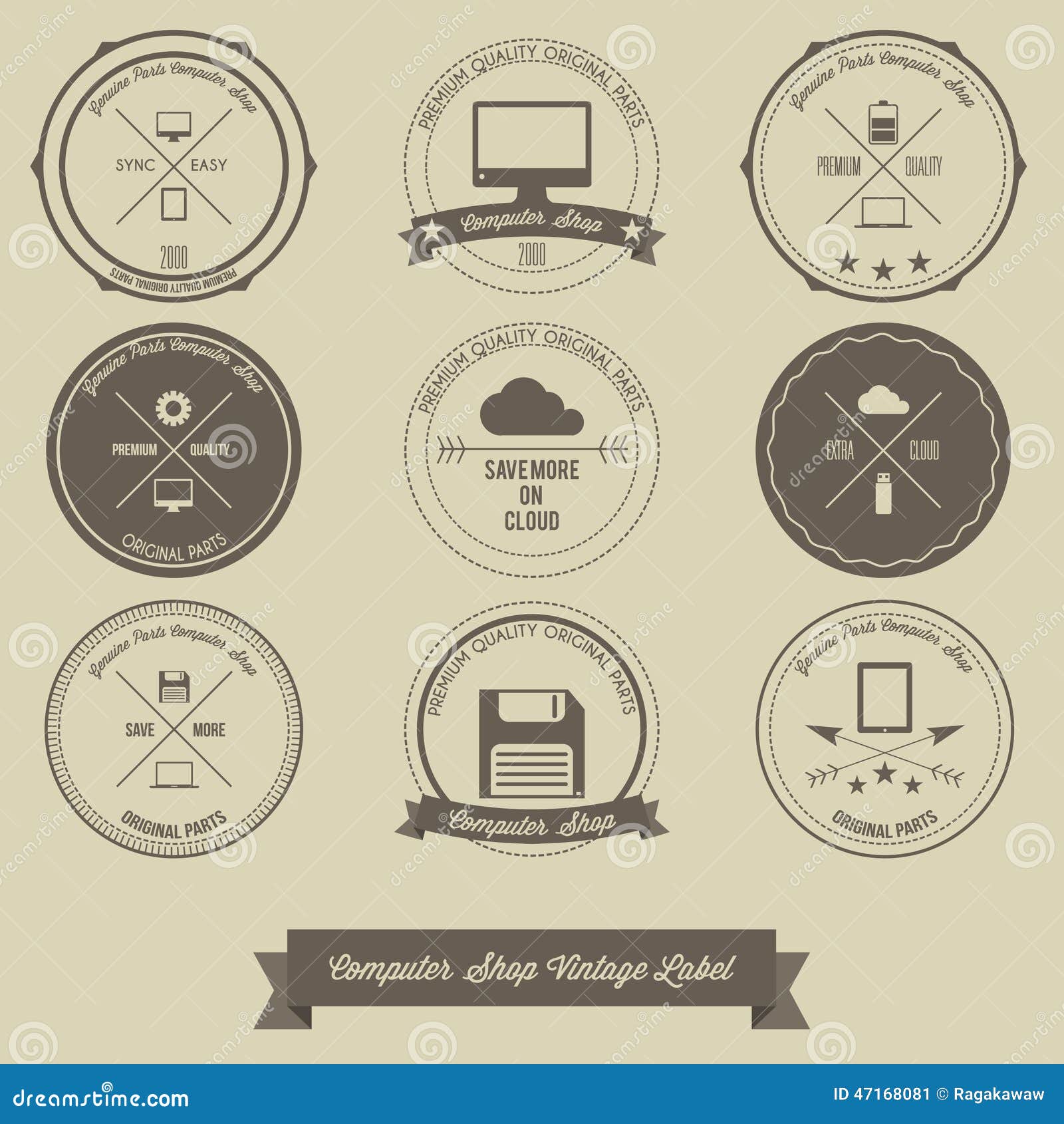 Computer Shop Vintage Label Stock Vector - Illustration of connection ...