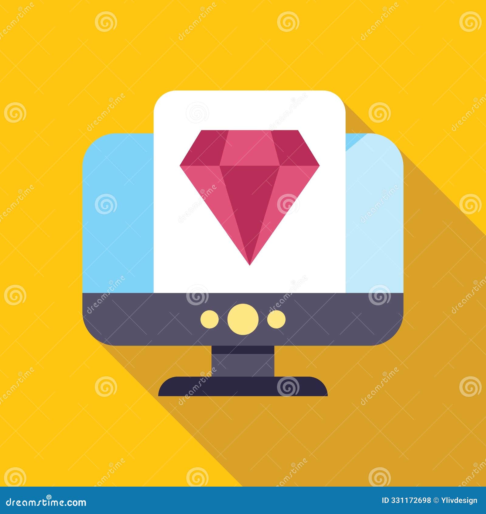 Computer Showing a Big Pink Diamond on Its Screen on a Yellow ...