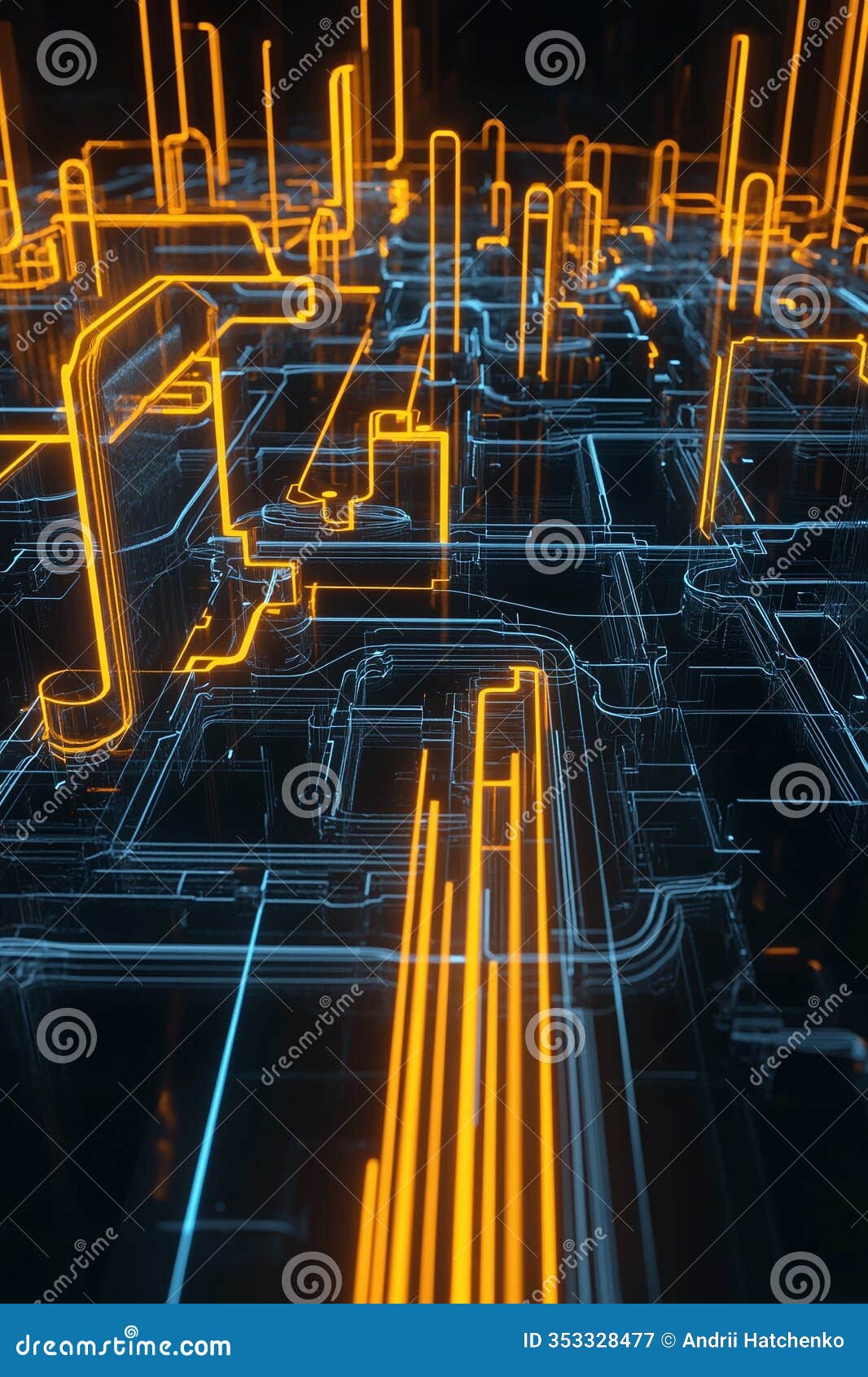 Computer Showing a CAD Blueprint of Underground Cables in a Cityâ€™s ...