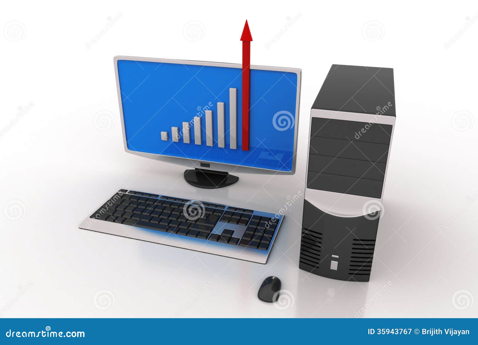 Computer Showing a Finance Graph Stock Illustration - Illustration of ...